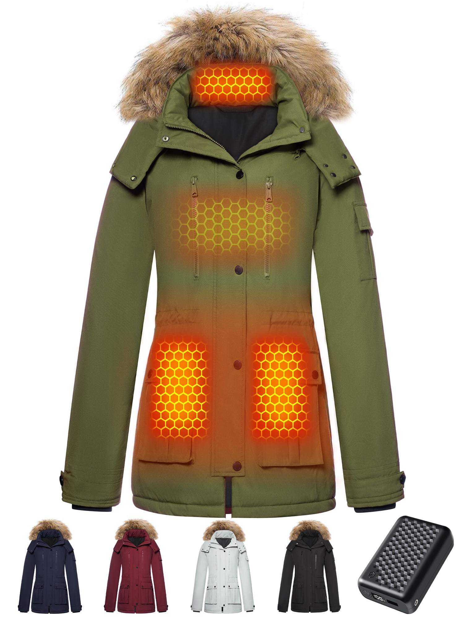 Forievic Graphene Heated Jacket for Women, Large Capacity Battery Pack ...