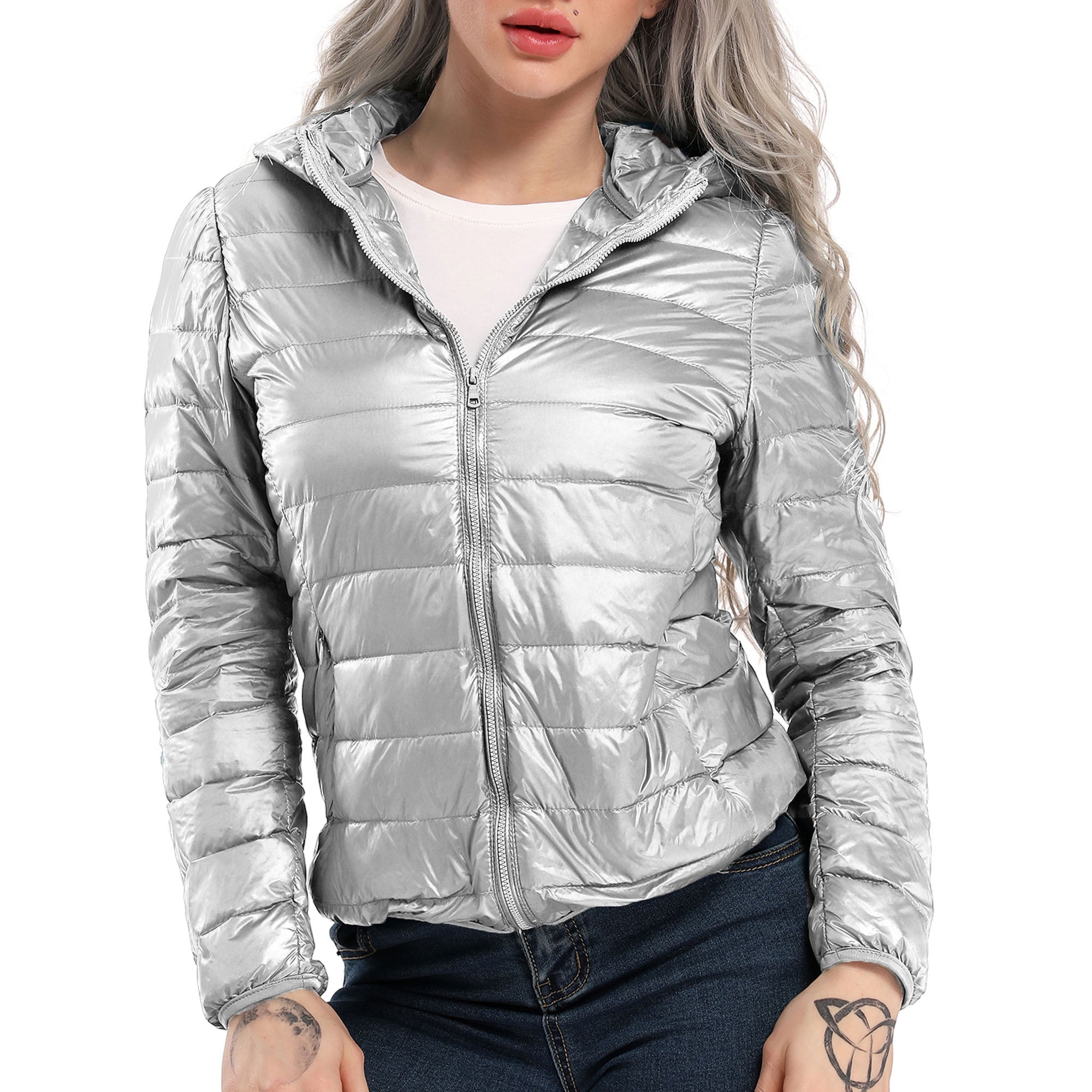 Forjoe Women's Plus Size Warm Winter Coat Hooded Packable Puffer Jacket ...