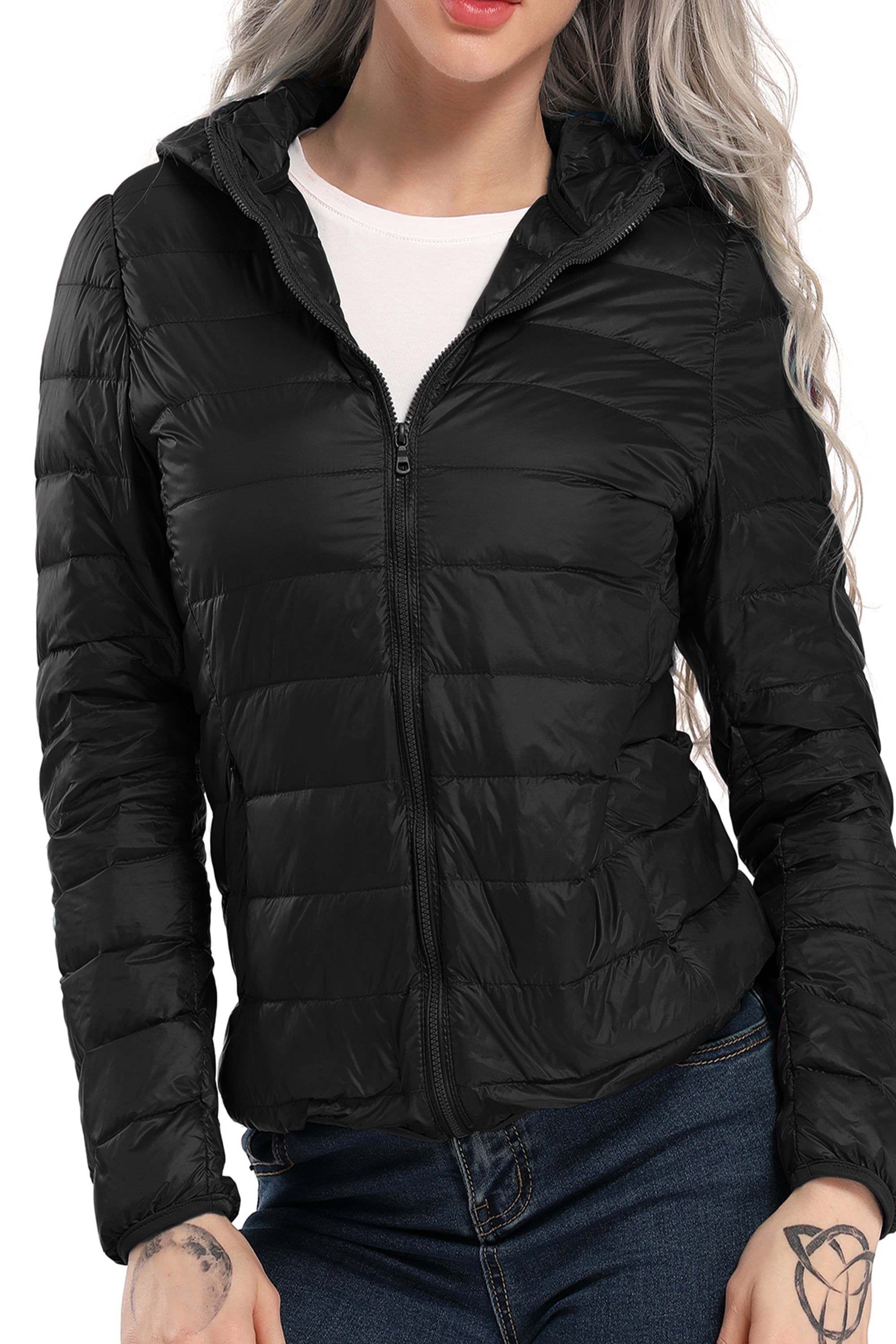 Forjoe Women's Plus Size Warm Winter Coat Hooded Packable Puffer Jacket ...