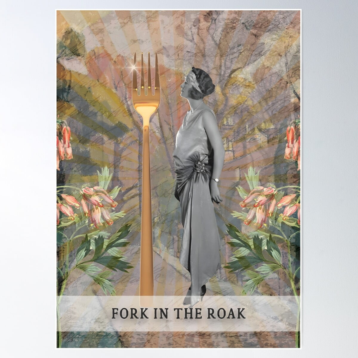 Fork In The Road Art Deco Digital Collage Poster Wall Art, Modern Wall ...