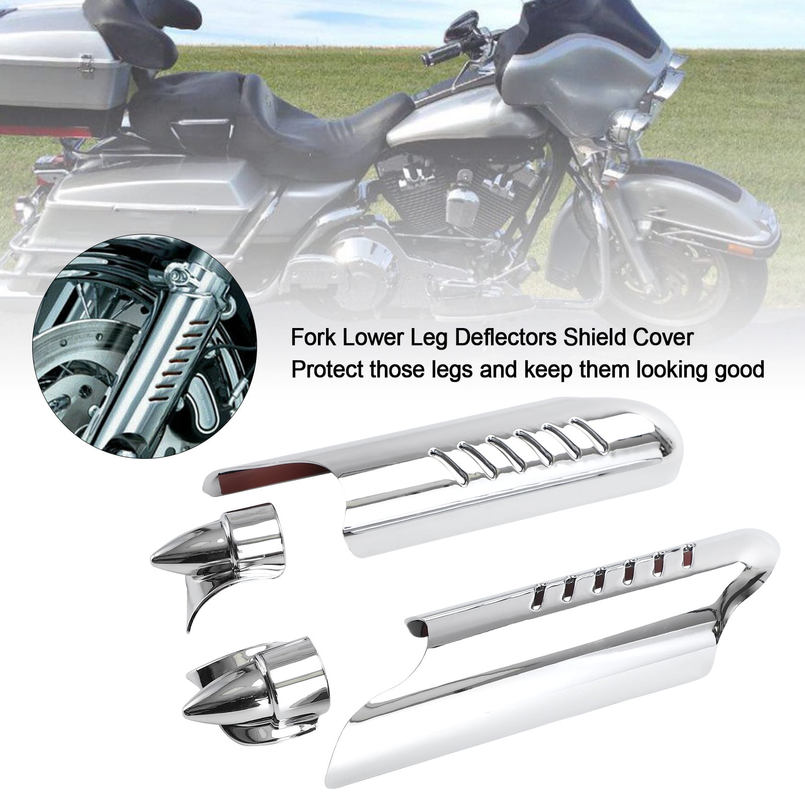 Fork Lower Leg Deflectors Shield Cover For Touring Electra Glide FLHT ...