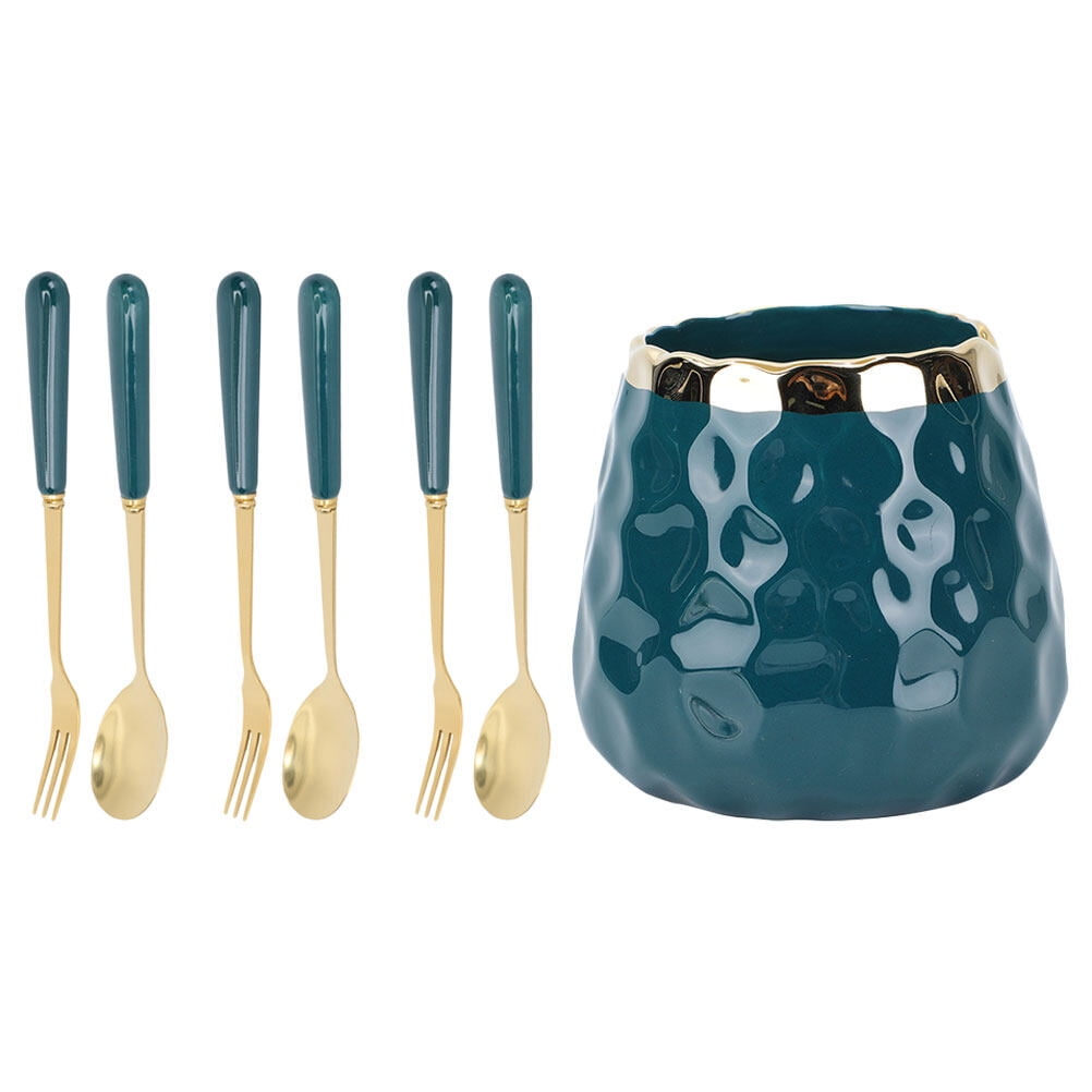 Fork Spoon Ceramic Jar Kitchen Accessory Silverware Tabletop ...