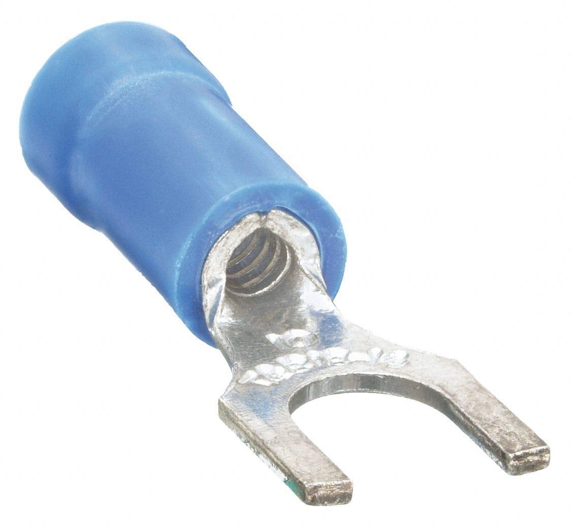 Fork Terminal, Blue Vinyl, Brazed Seam, 18 to 14 AWG, 100 PK 14RB-10F ...