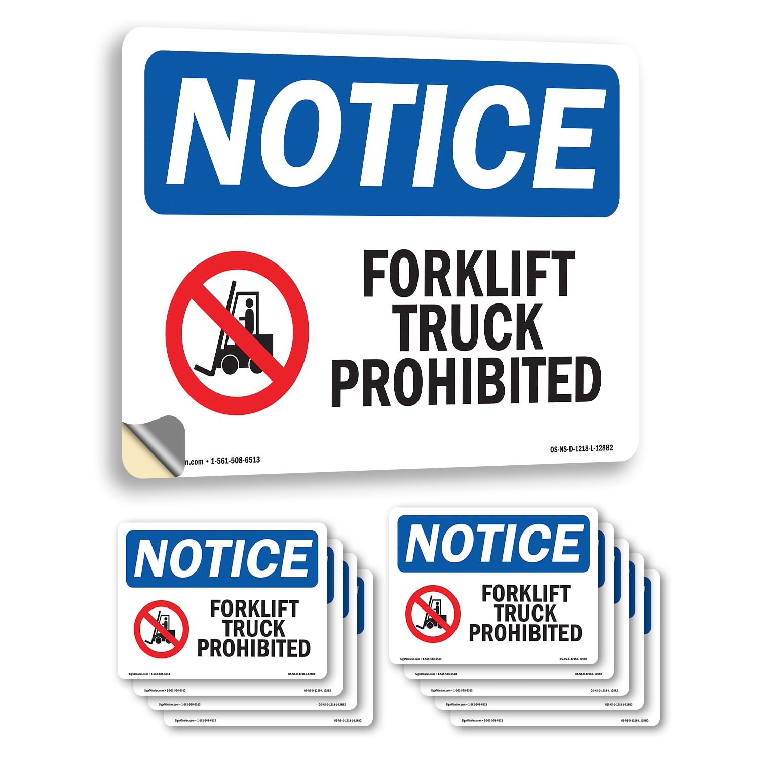 Fork Trucks Prohibited With Symbol OSHA Notice Vinyl Decal Label 7 Inch ...