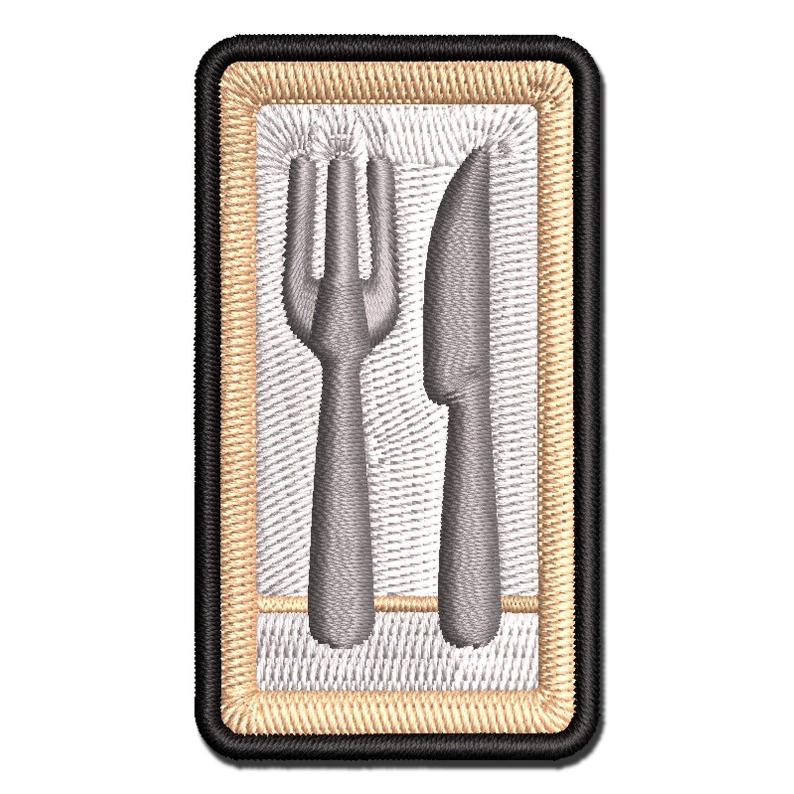 Fork and Knife Solid Silhouette Applique Multi-Color Embroidered Hook ...