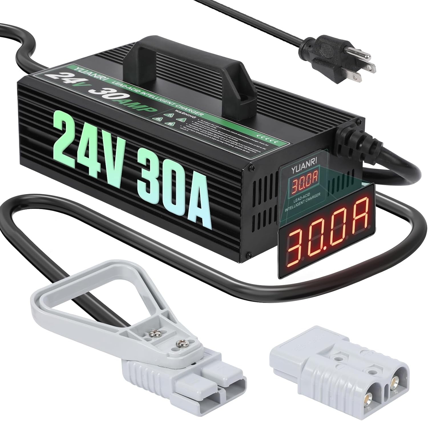 Forklift Battery Charger, 24V 30A Lead-Acid Battery Charger, Smart Fast ...