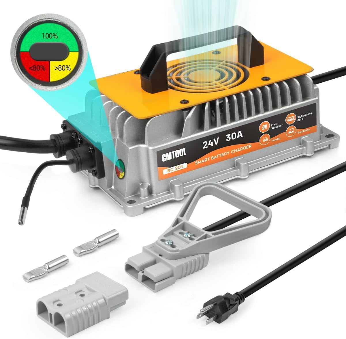 Forklift Battery Charger 24V 30A Smart Trickle Charger, IP67 Waterproof ...