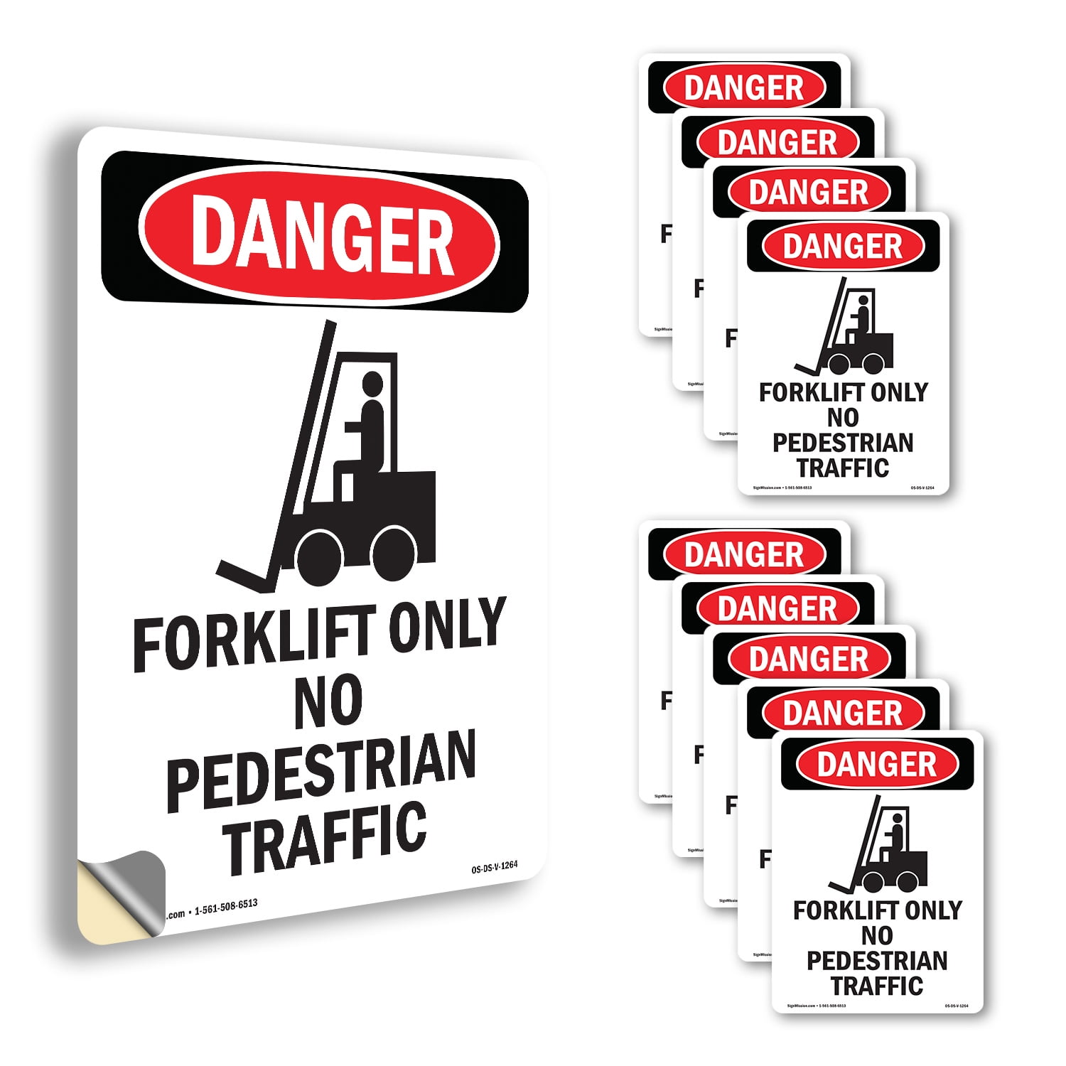 Forklift Only No Pedestrian OSHA Danger Vinyl Decal Label 10 Inch x 7 ...