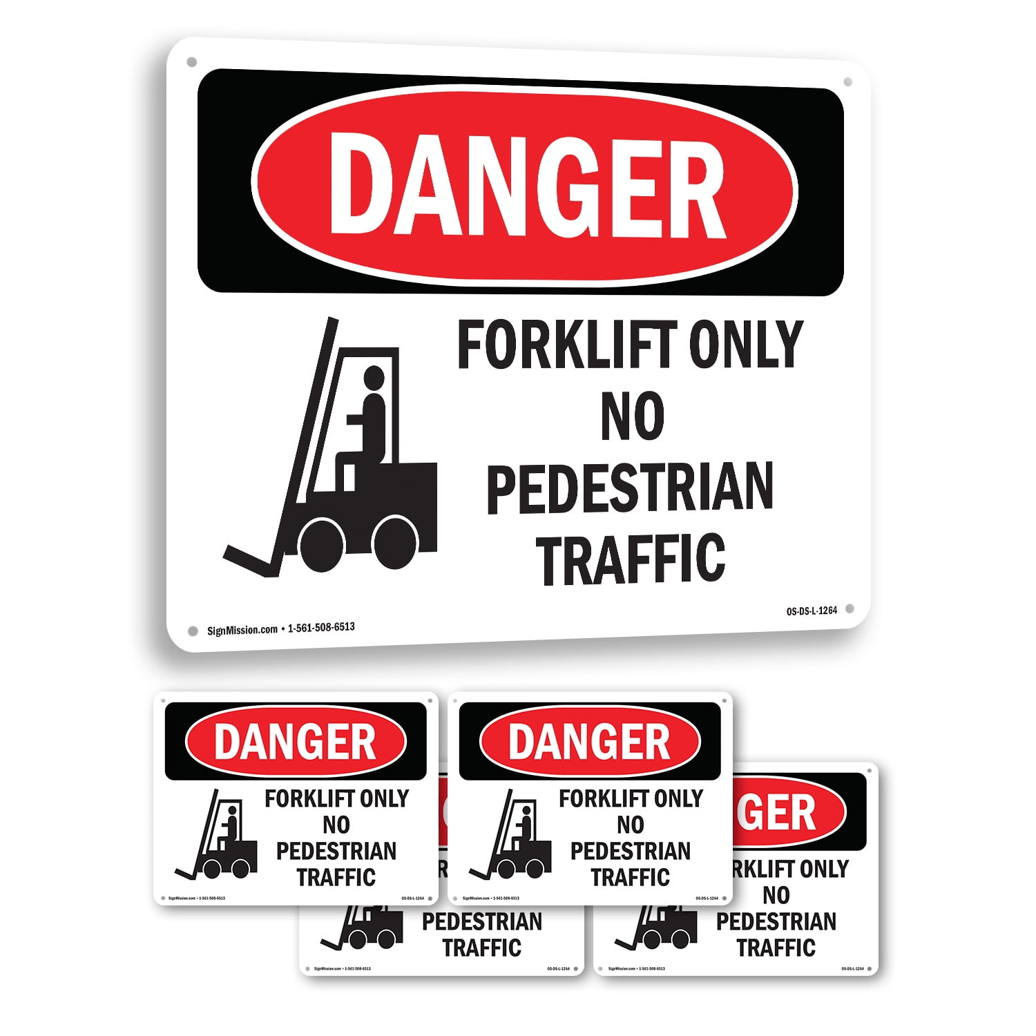 Forklift Only No Pedestrian Traffic OSHA Danger Rigid Plastic Sign 10 ...