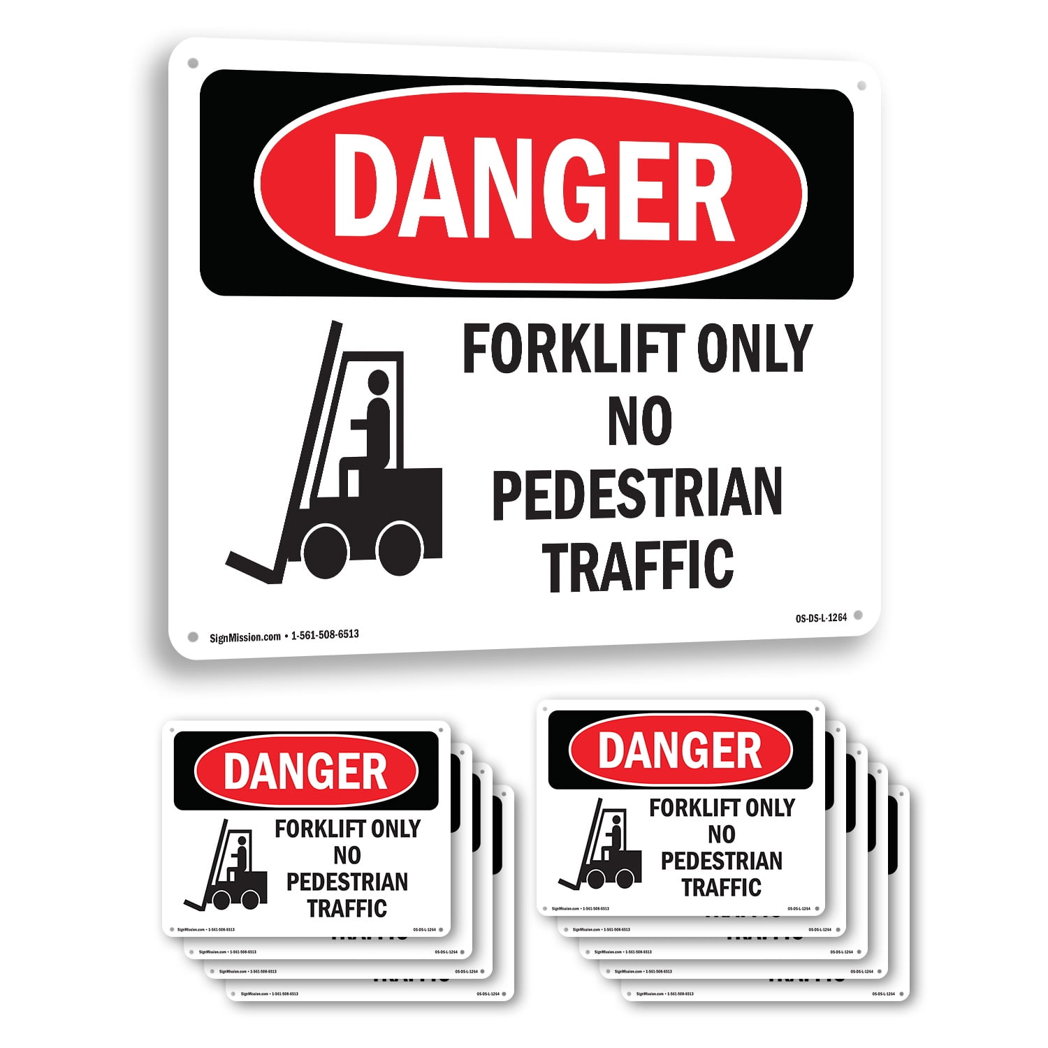 Forklift Only No Pedestrian Traffic OSHA Danger Rigid Plastic Sign 14 ...
