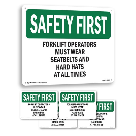 Forklift Operators Must Wear Seatbelts And OSHA SAFETY FIRST Aluminum ...