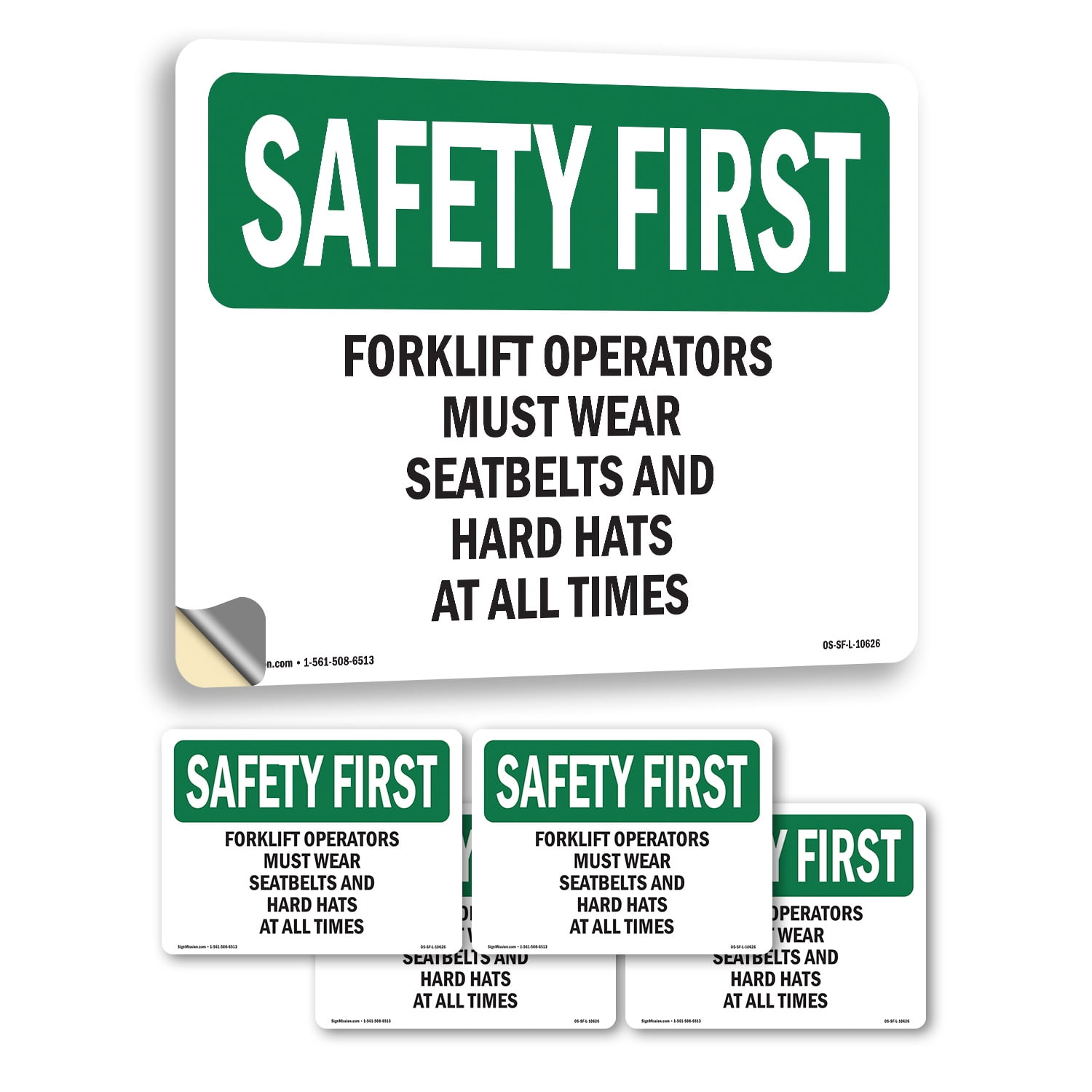 Forklift Operators Must Wear Seatbelts And OSHA SAFETY FIRST Vinyl ...