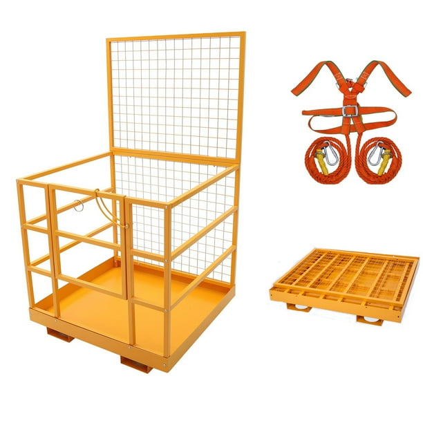 Forklift Safety Cage,43"x45"Forklift Man Basket,1400LBS Capacity Heavy ...