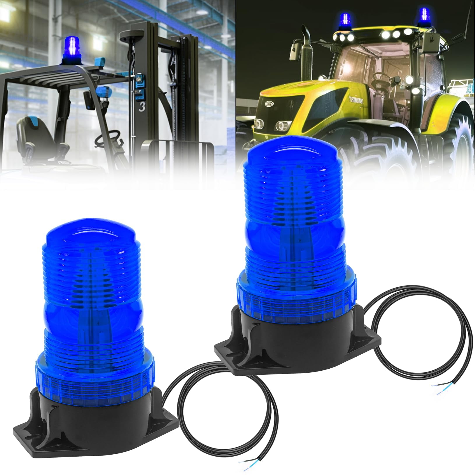 Forklift Strobe Warning Blue Light 12V, BSL1 24V Blue Rotating Safety Flashing Lights for 10-80V ...
