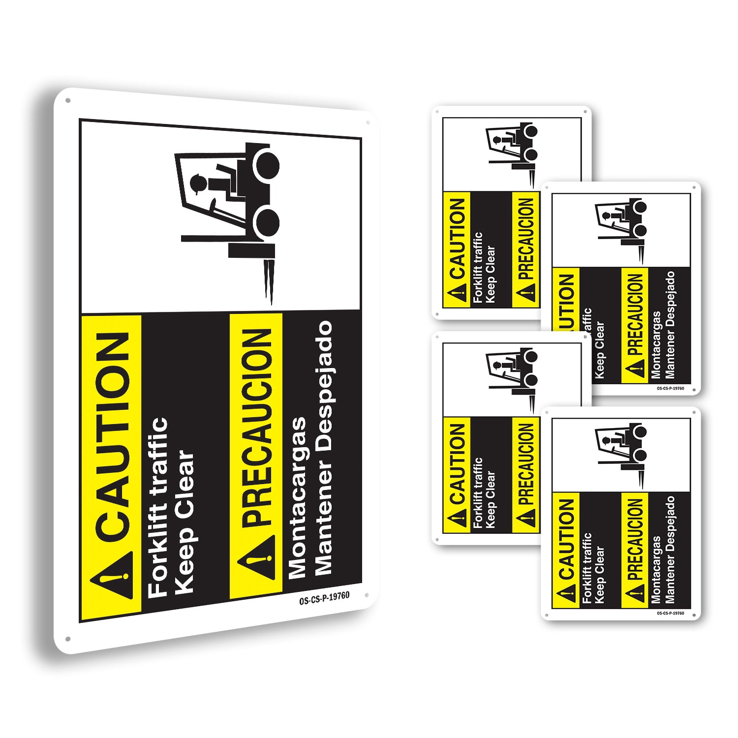 Forklift Traffic Keep Clear ANSI Caution Aluminum Sign 24 Inch x 18 ...