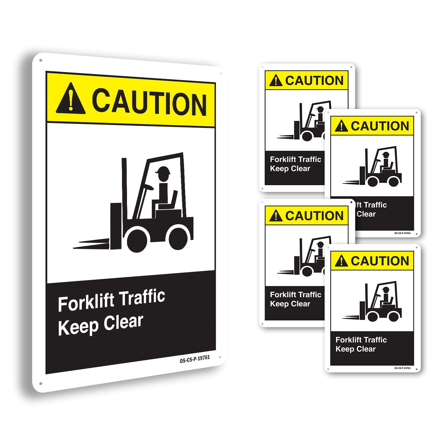 Forklift Traffic Keep Clear ANSI Caution Aluminum Sign 24 Inch x 18 ...
