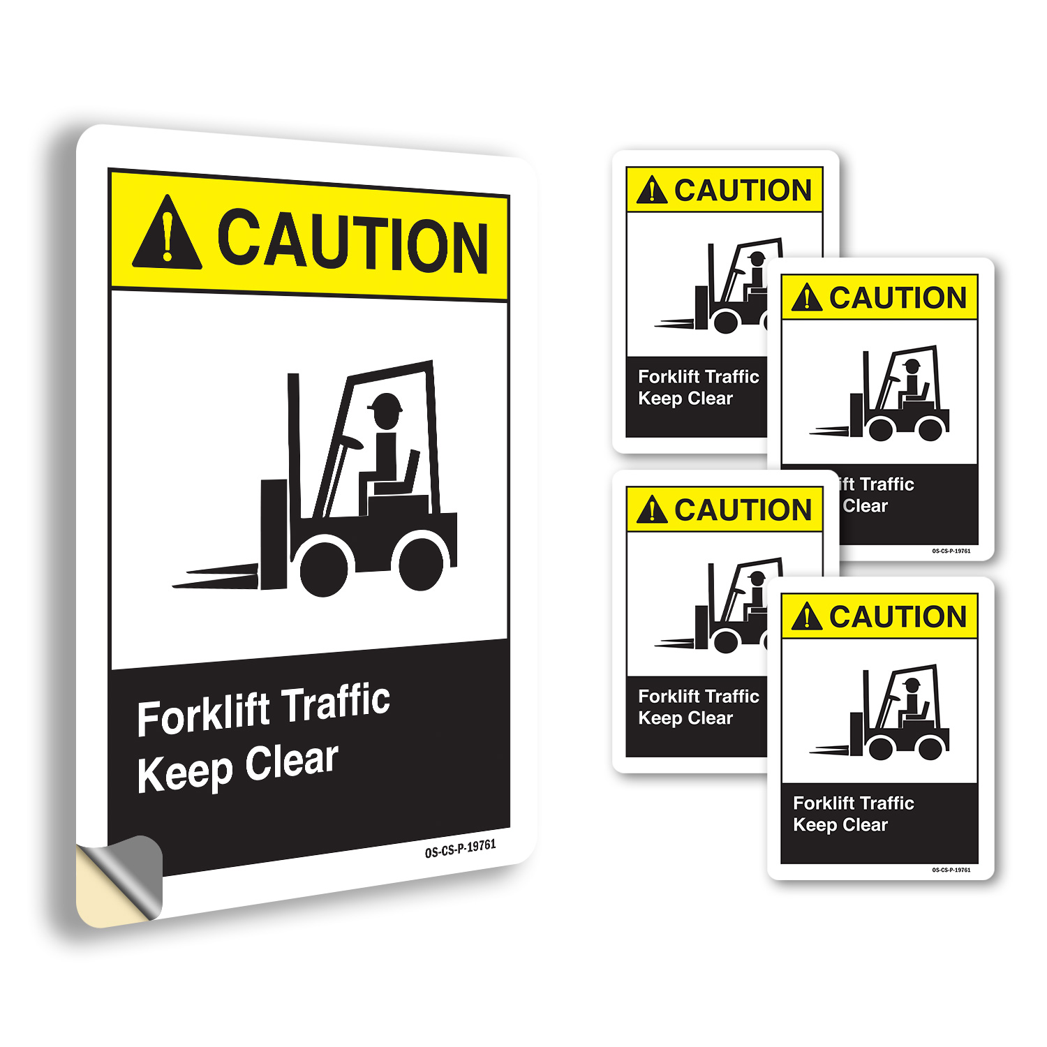 Forklift Traffic Keep Clear ANSI Caution Vinyl Decal Label 18 Inch x 12 ...