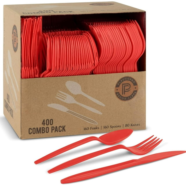 PLASTICPRO Plastic Silverware Kitchen Utensil Set Disposable Plastic ...