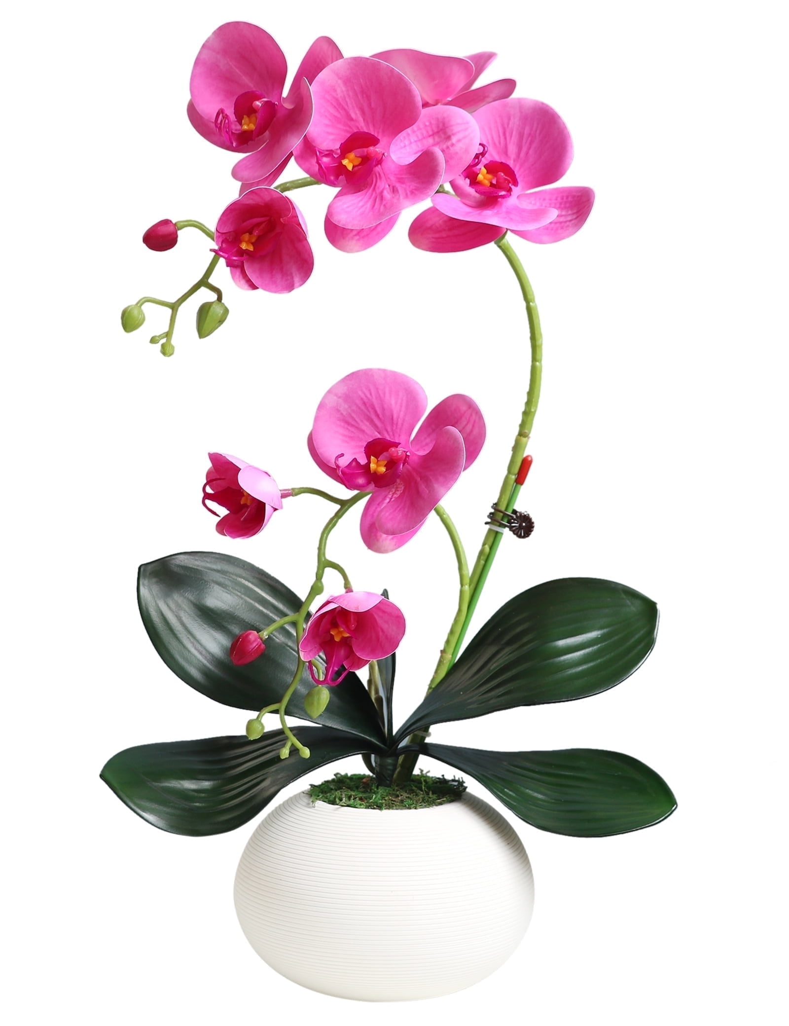 Forlaoers 17" Realistic Purple Faux Orchid pot Fake Flower Arrangement ...