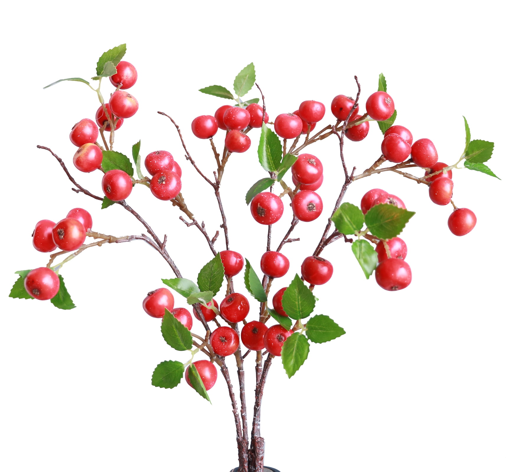 Forlaoers Realistic 4Pcs 21.6 Inch Red Artificial Berry with Stem Fake ...