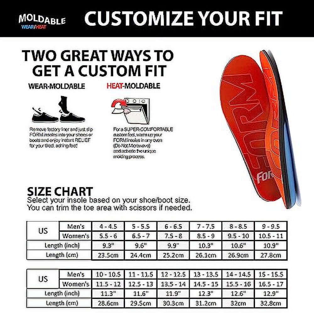 FORM 220+ lbs Plantar Fasciitis Insoles – Reinforced Comfort Shaped ...