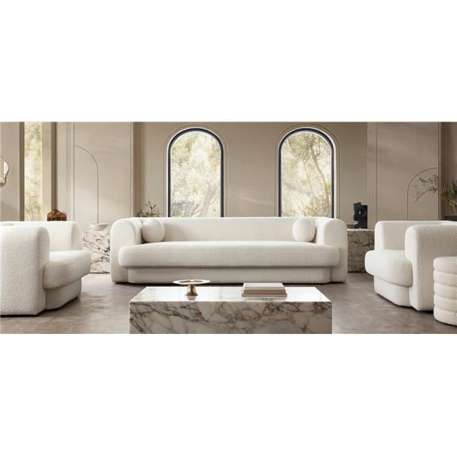 Diamond Sofa FORMSOIV Form Boucle Fabric Sofa with Two Accent Pillow ...