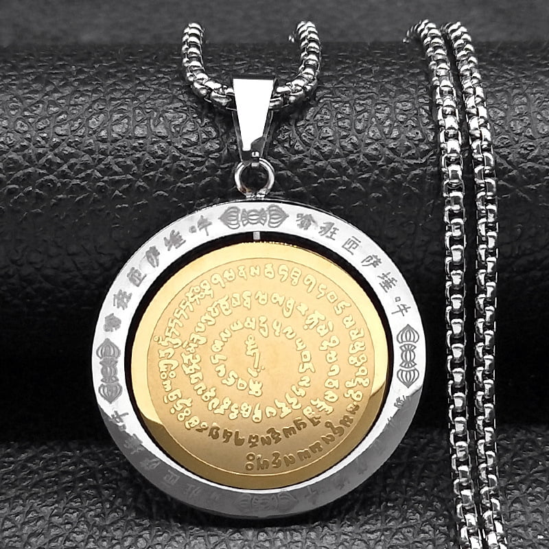 Form a bond with Namo Amitabha Buddha Necklaces Women Men 14K Yellow ...