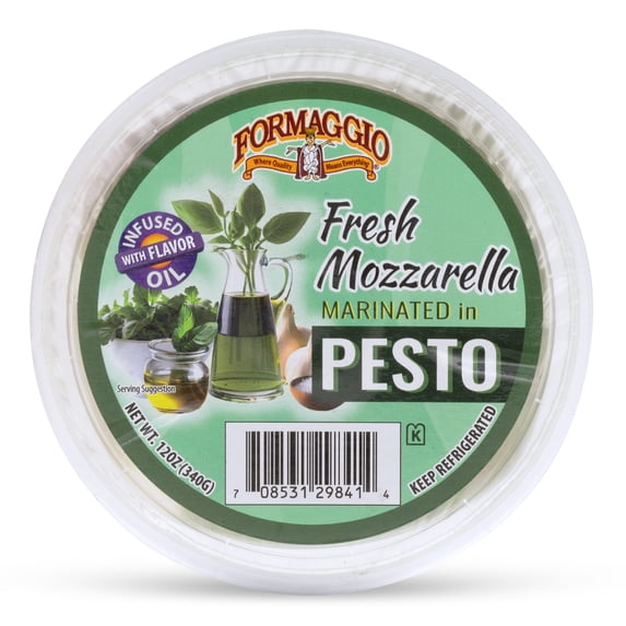 Formaggio Cheese Refrigerated Marinated Mozzarella Balls in Pesto, 12 ...