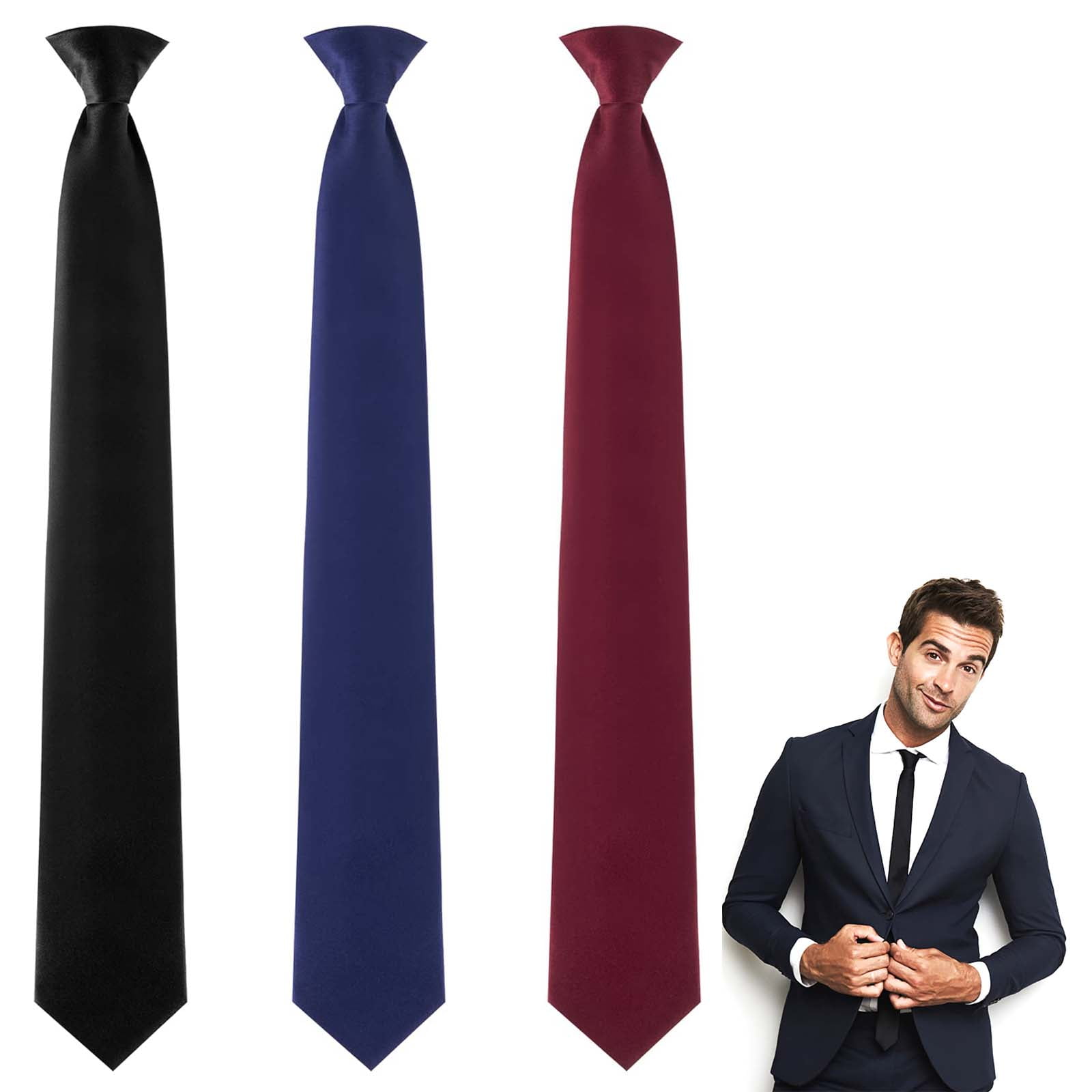 Formal Business Tie for Men, Matte Solid Neck Strap Tie for Weddings ...