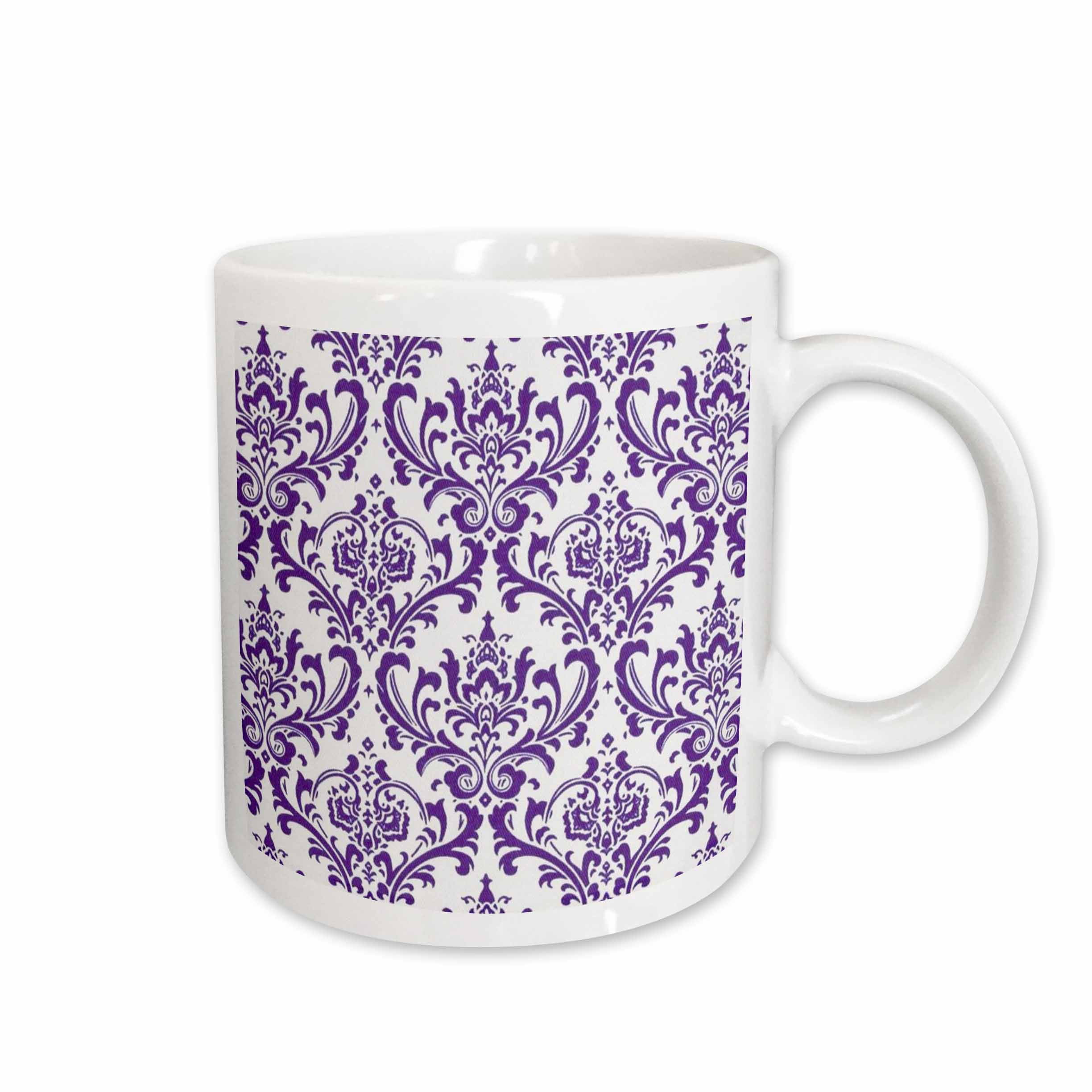 3drose, Formal Damask with Royal Purple on White, 15oz Mug - Walmart.com