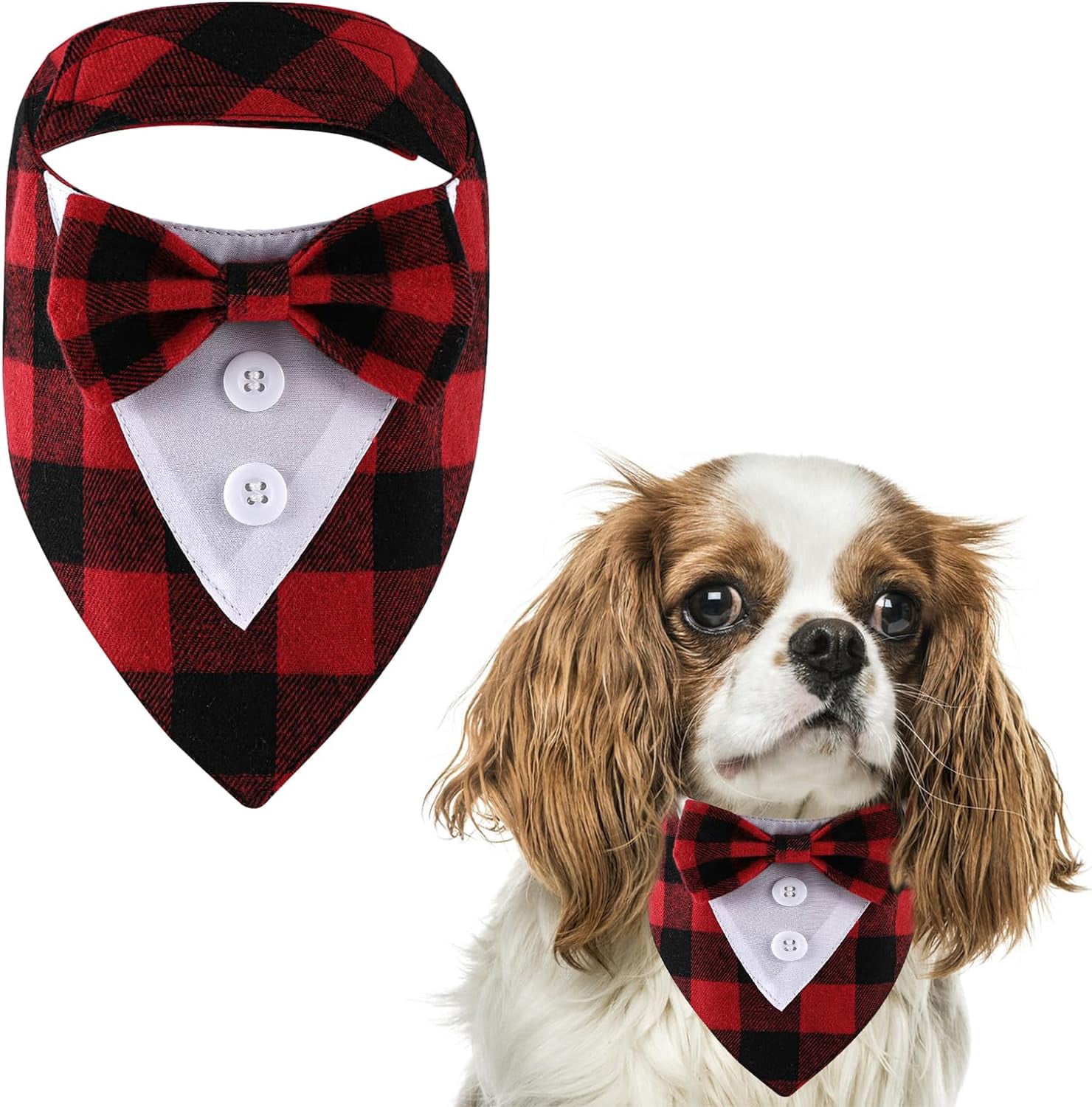 Formal Dog Tuxedo Bandana, 1 Pack Plaid Dog Tuxedo Wedding Dog Bandana ...