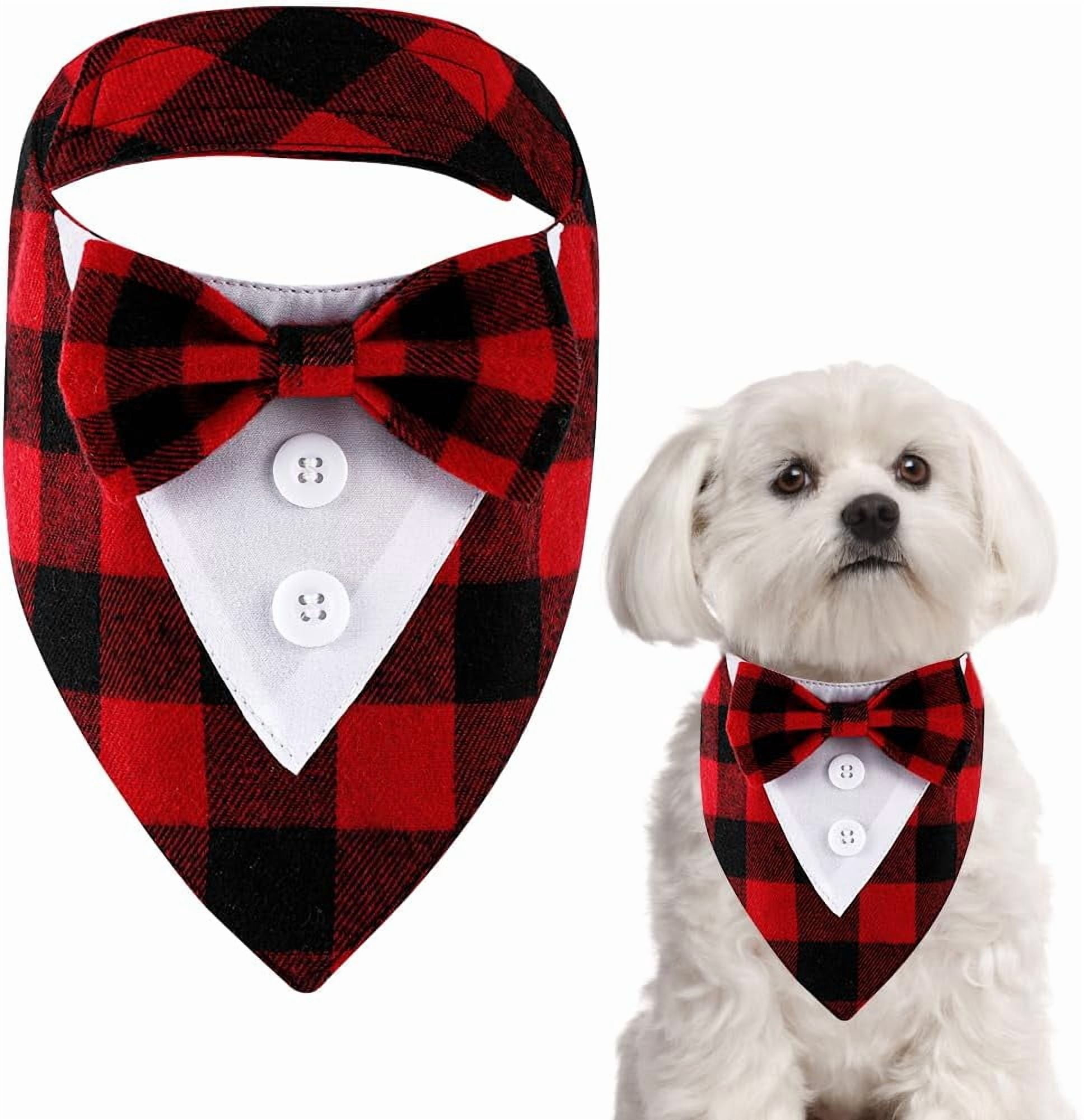 Formal Dog Tuxedo S Black Red Checkered Pattern Wedding Bandana Dog ...