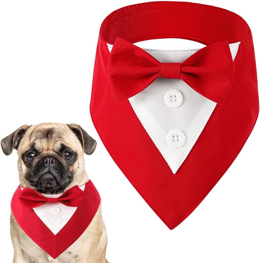 Formal Dog Tuxedo XS Red Wedding Dog Tuxedo Bandana Dog Collar with Bow ...