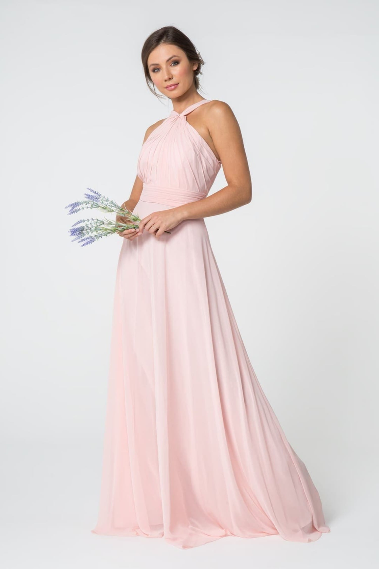 Formal Dress Shops Inc Halter Bridesmaid Dress Blush M - Walmart.com