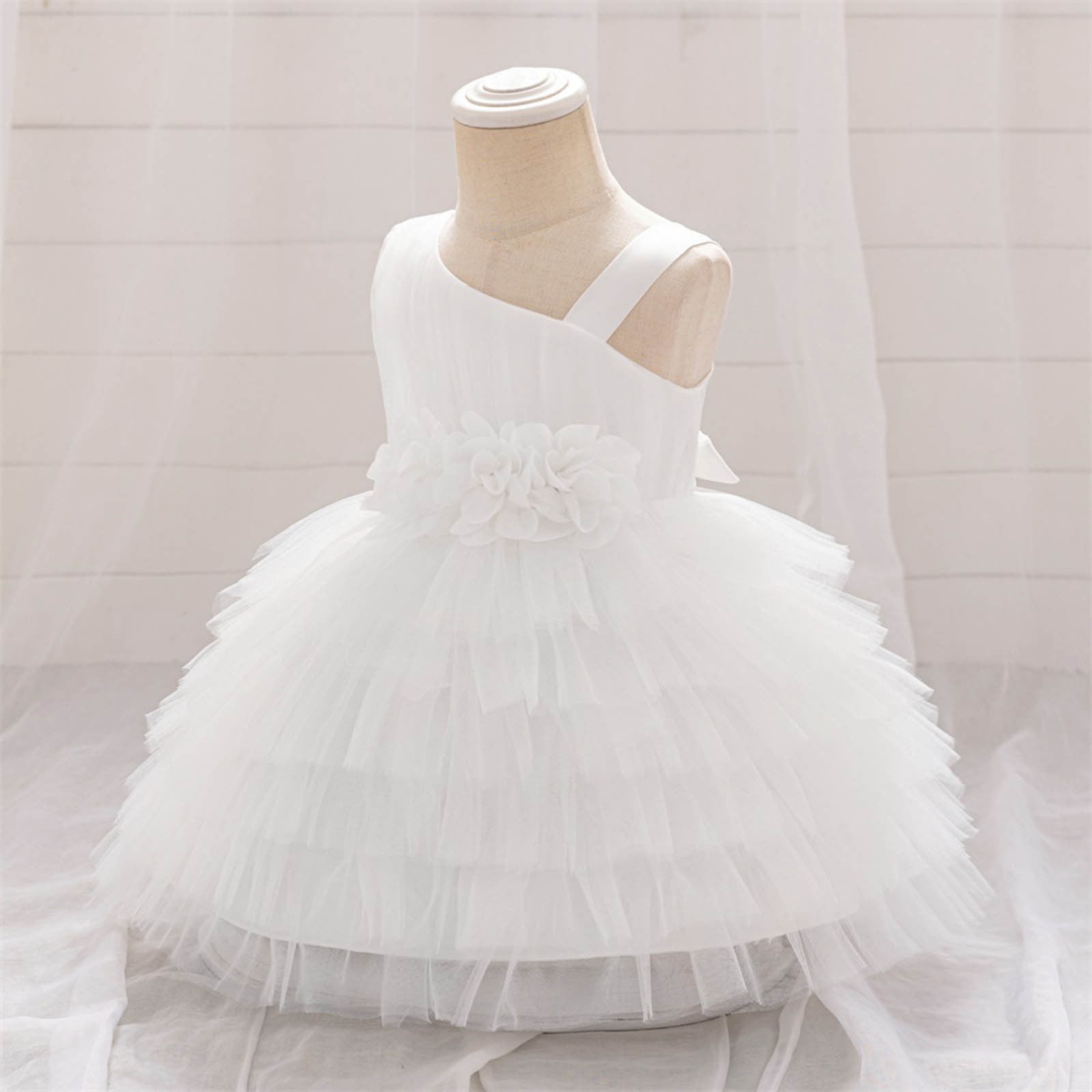 Formal Dress for Girls White Dresses for Girls Tulle Toddler Dress Tea ...