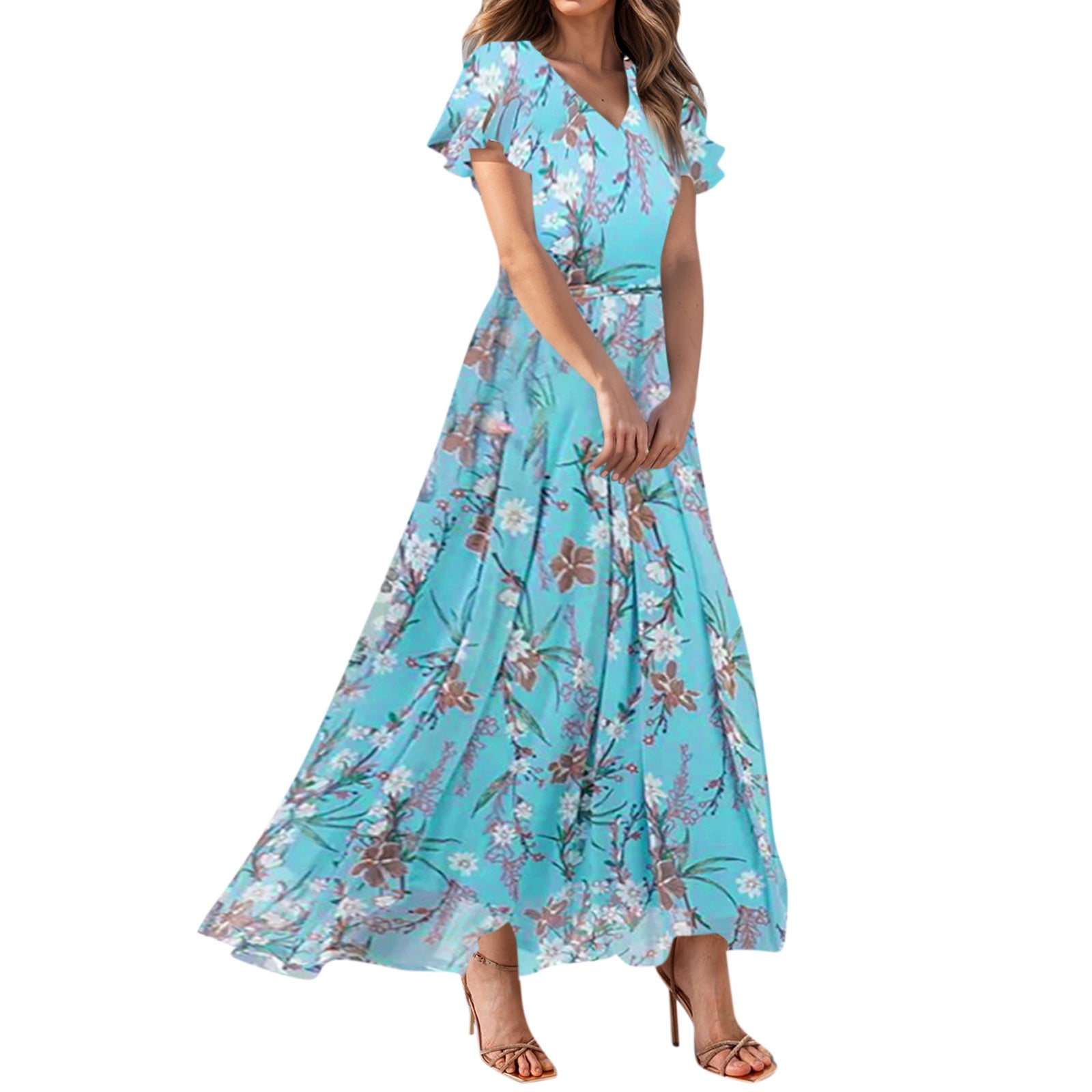 Formal Dresses Women Wedding Guest, Easter Dresses Chiffon Floral Short ...