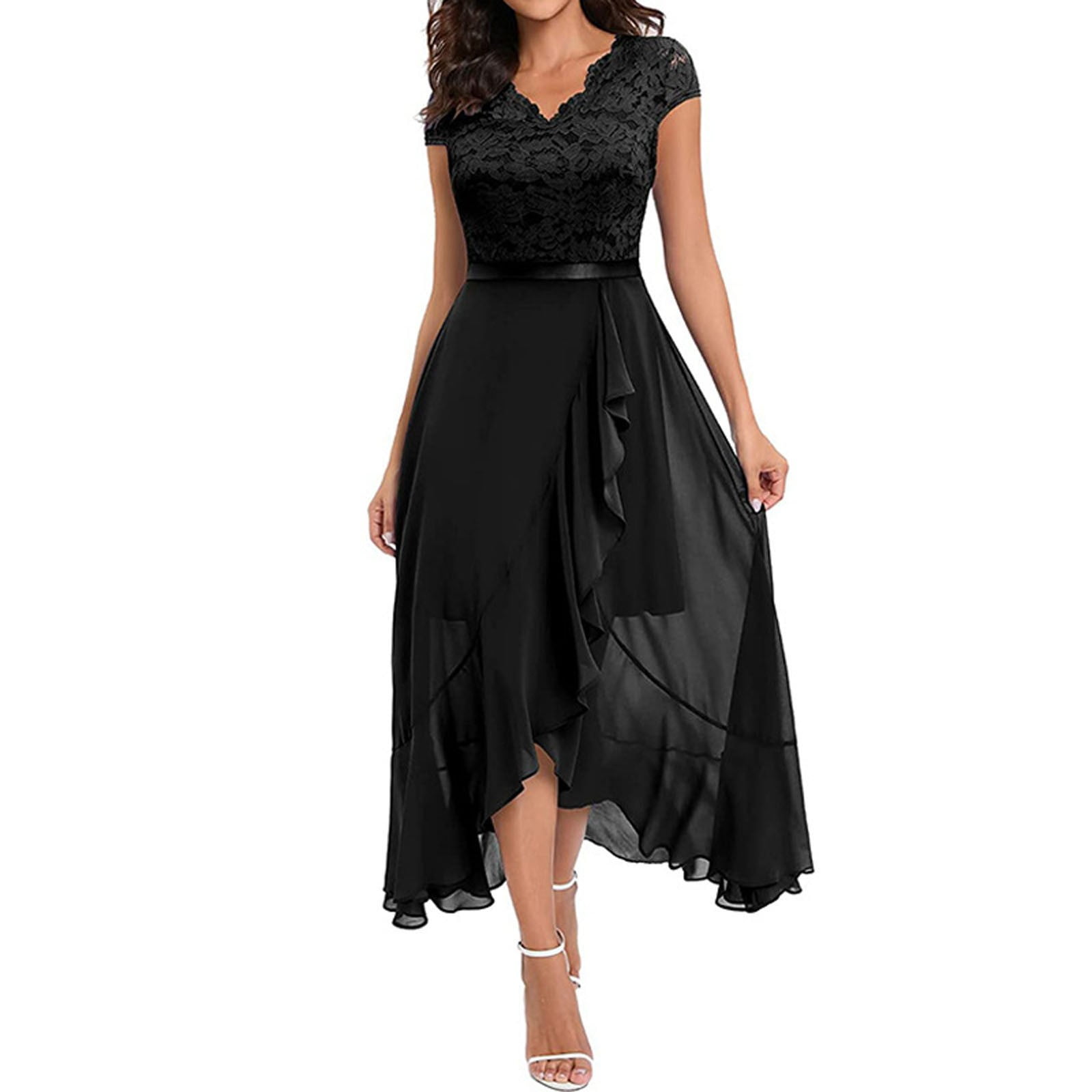Formal Gowns and Evening Dresses Wedding Guest Women Solid Dress Lace ...