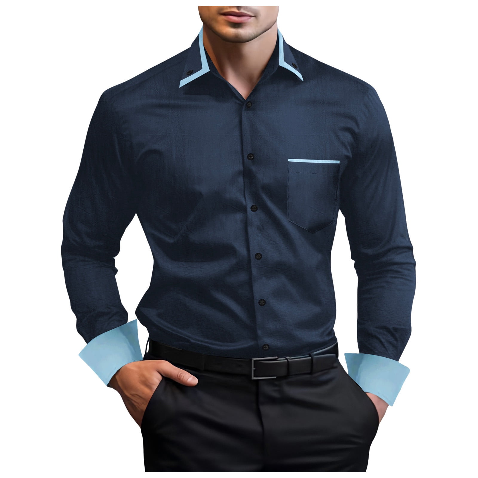 Formal Shirts for Men Solid Long Sleeve Formal Shirt Business Casual ...