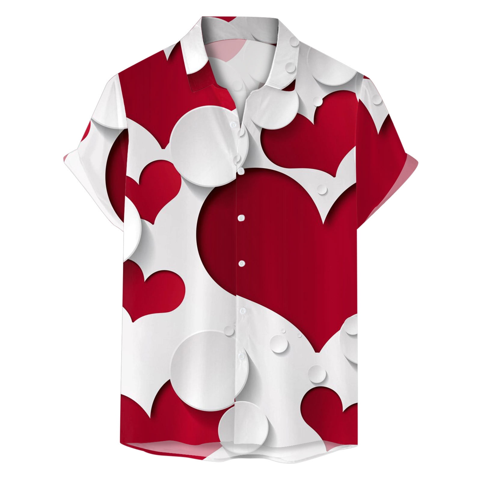 Formal Shirts For Men Valentines Day Printed Short Sleeve Button New Regular Business Casual