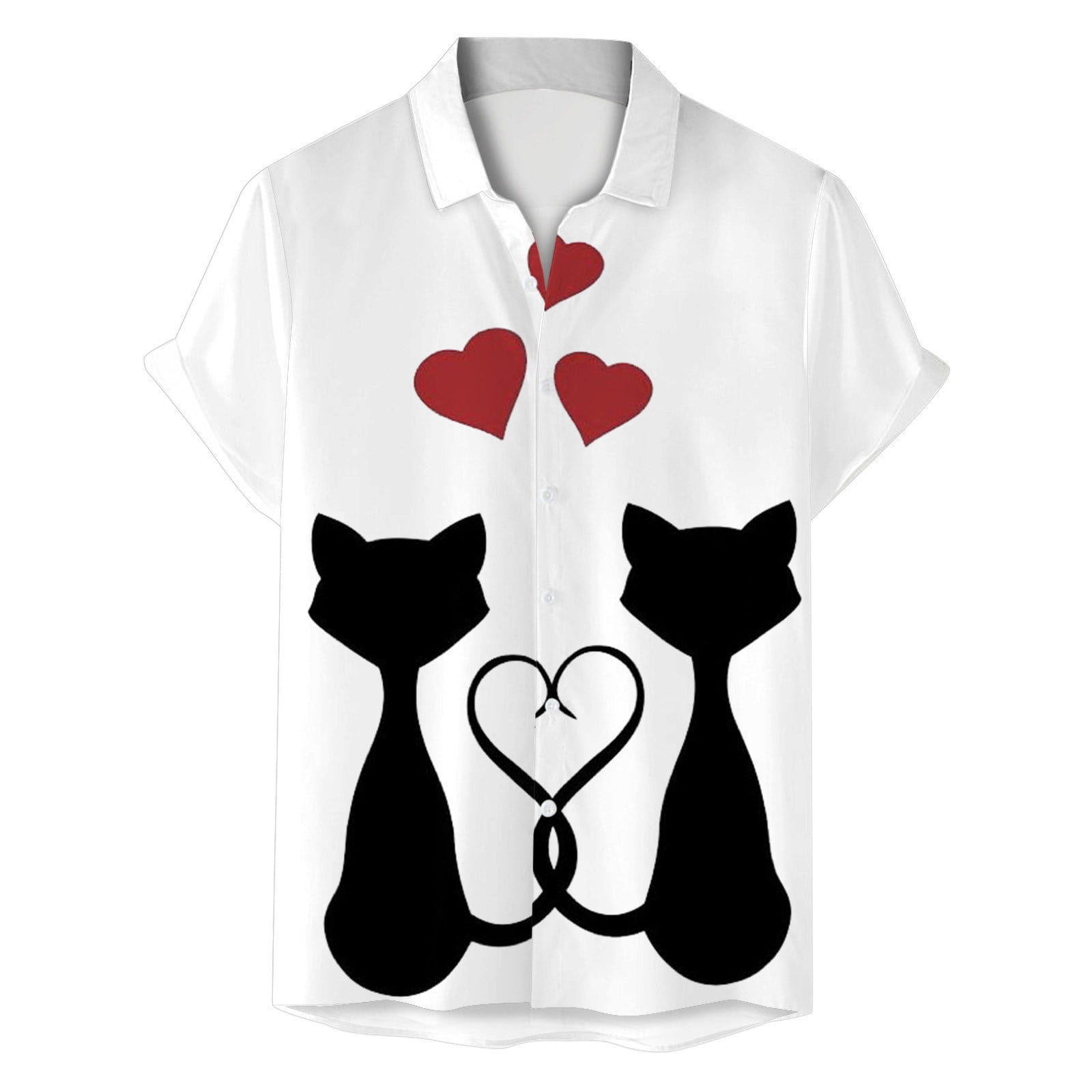 Formal Shirts For Men Valentines Day Printed Short Sleeve Button New Regular Business Casual