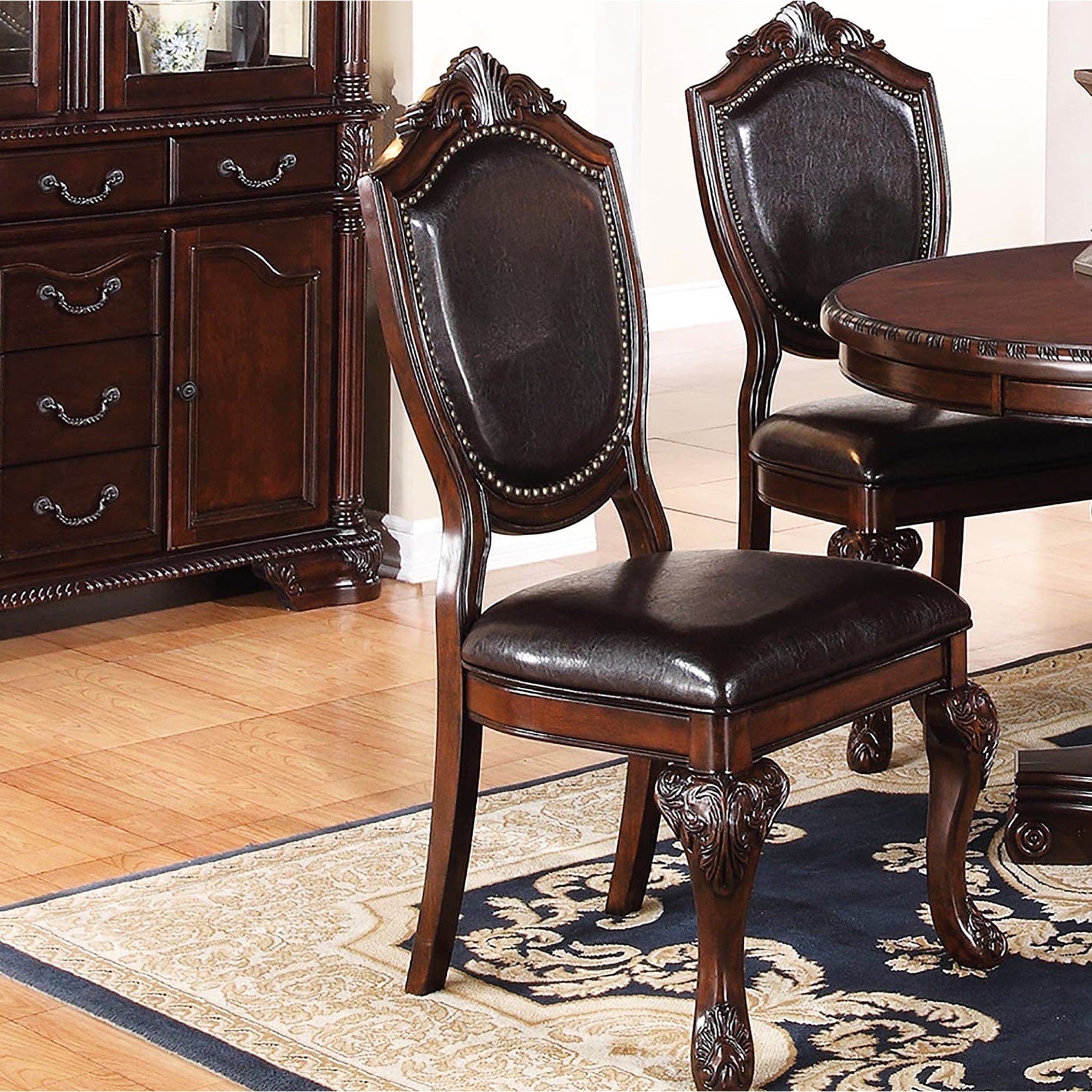Formal Side Seats / Dark Brown, Faux Leather, Nailheads Trim / Perfect ...