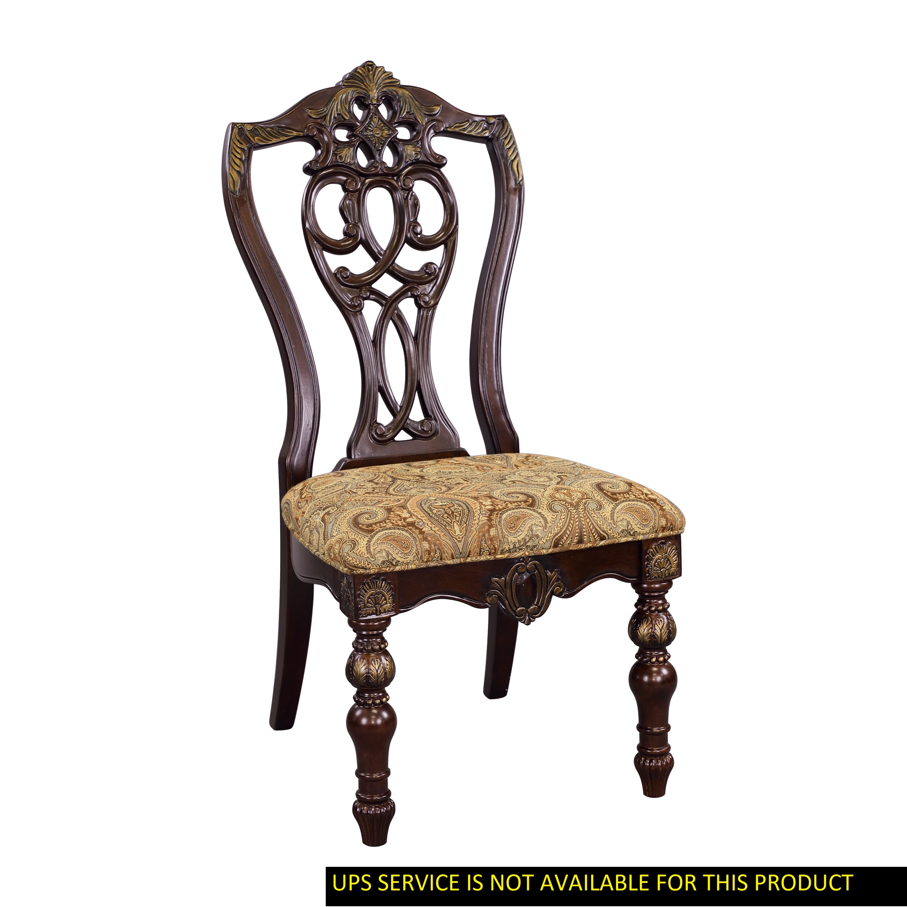 Formal Traditional Dining Chairs 2pc Set Dark Cherry Finish with Gold ...