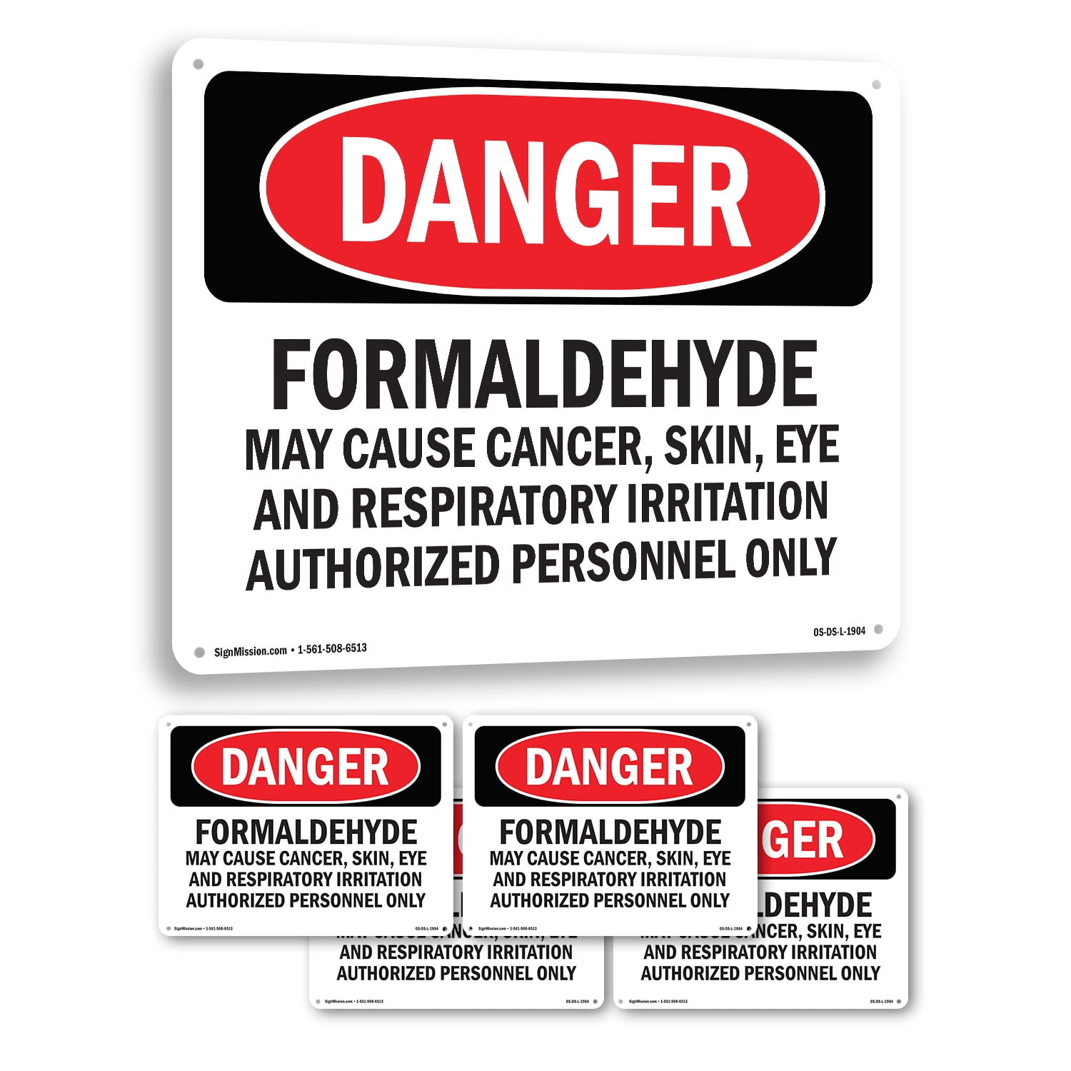 Formaldehyde May Cause Cancer OSHA Danger Rigid Plastic Sign 14 Inch x ...