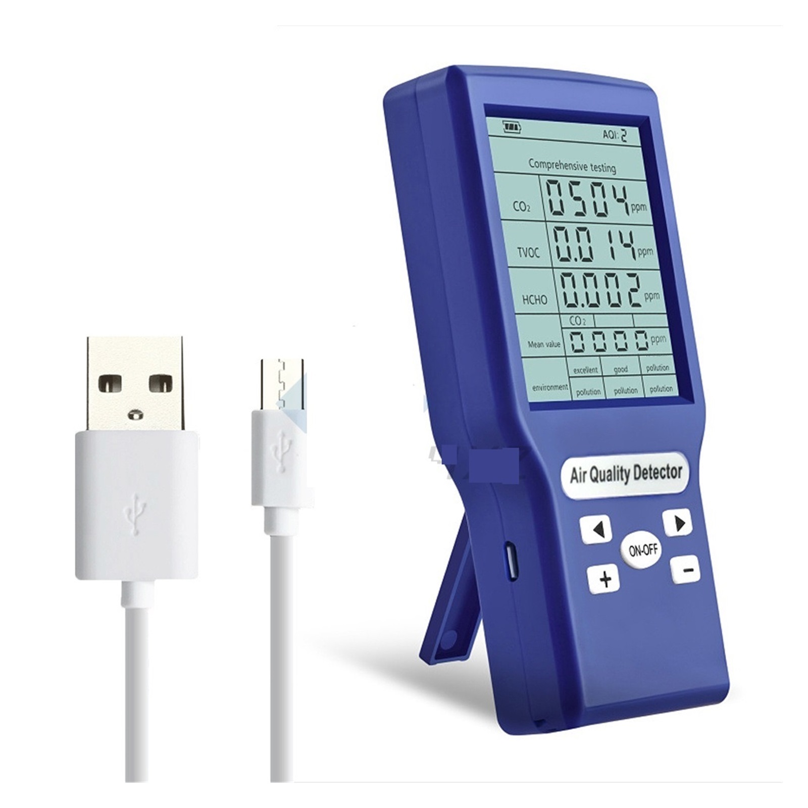 Formaldehyde TVOC Air Quality Detector PM2.5 Carbon Dioxide Detector ...