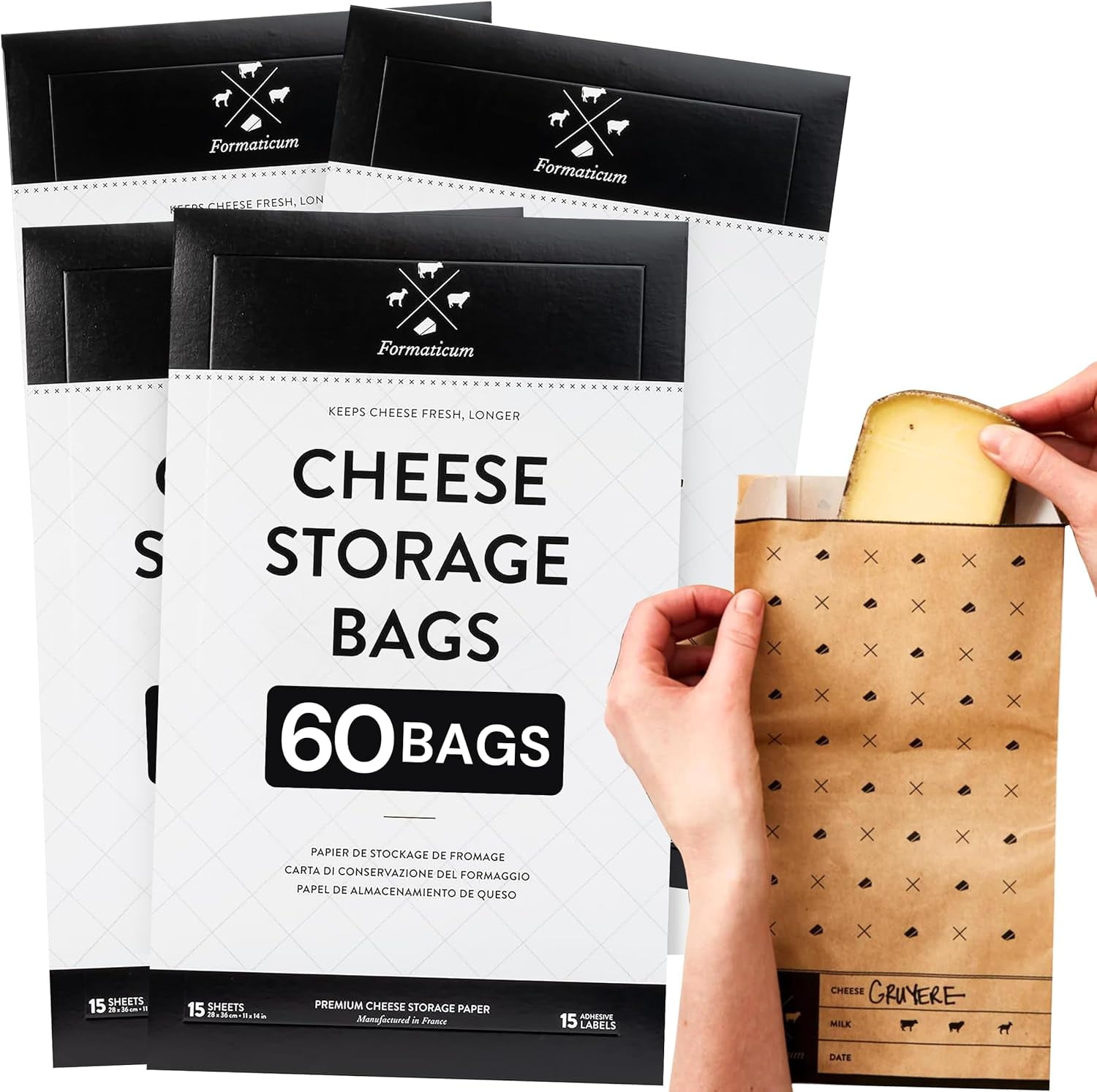 Formaticum Cheese Storage Bags, Keep Charcuterie Fresh, Wax Paper Bags ...