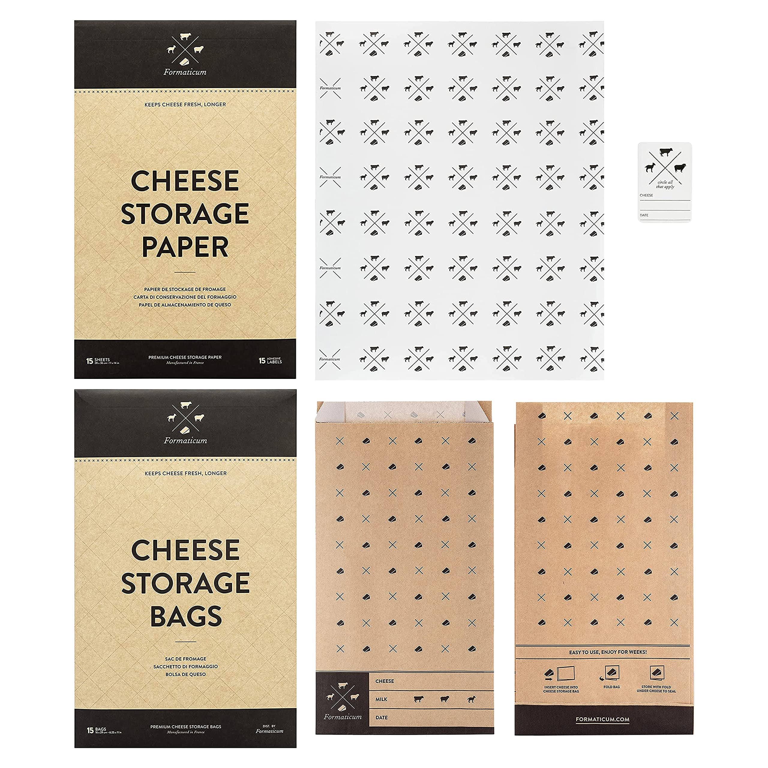 Formaticum Cheese Storage Bags, Wax-Coated Cheese Storage Paper, and ...