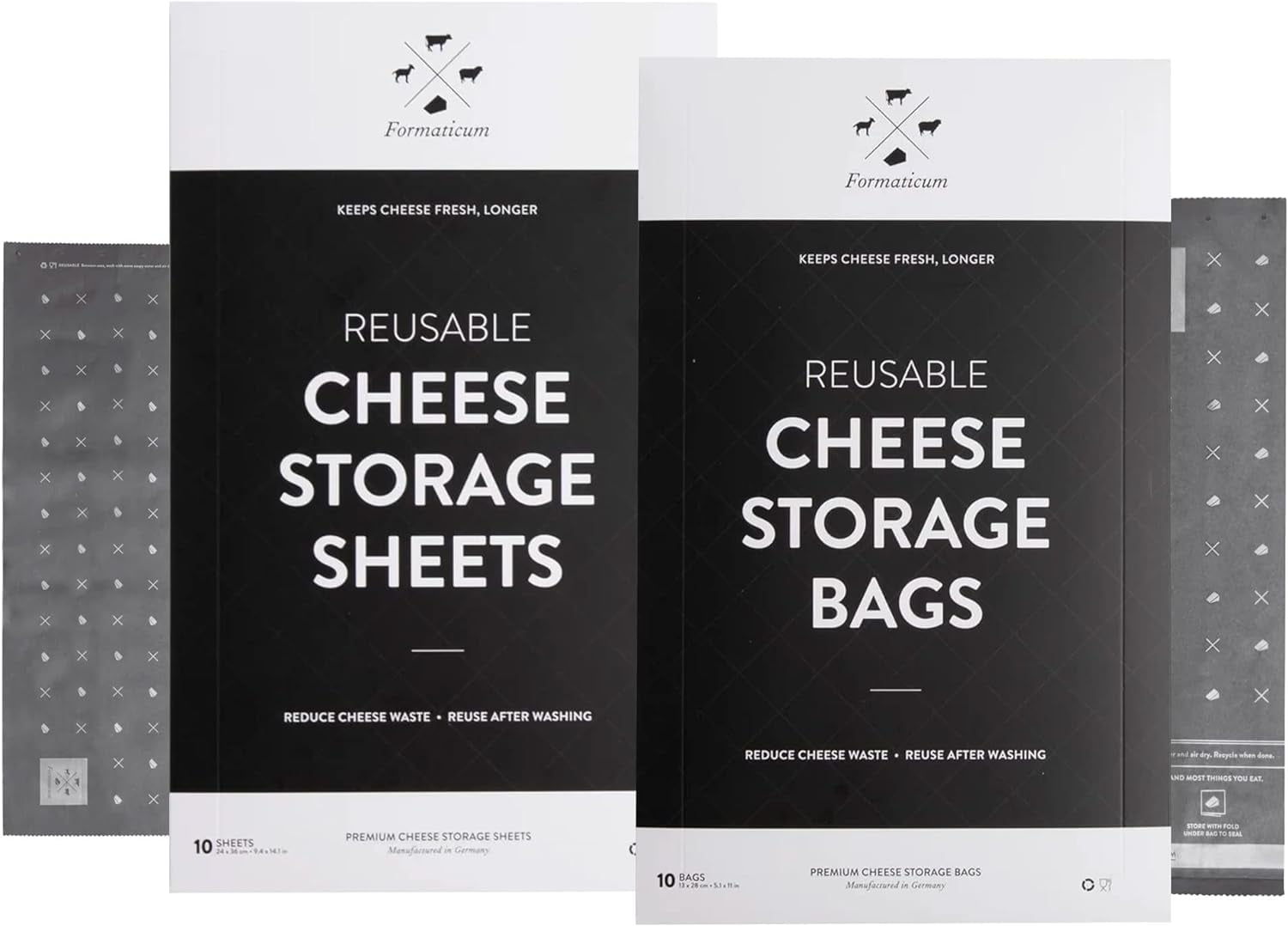 Formaticum Reusable Storage Bundle - Includes Reusable Cheese Storage Bags and Reusable Cheese ...