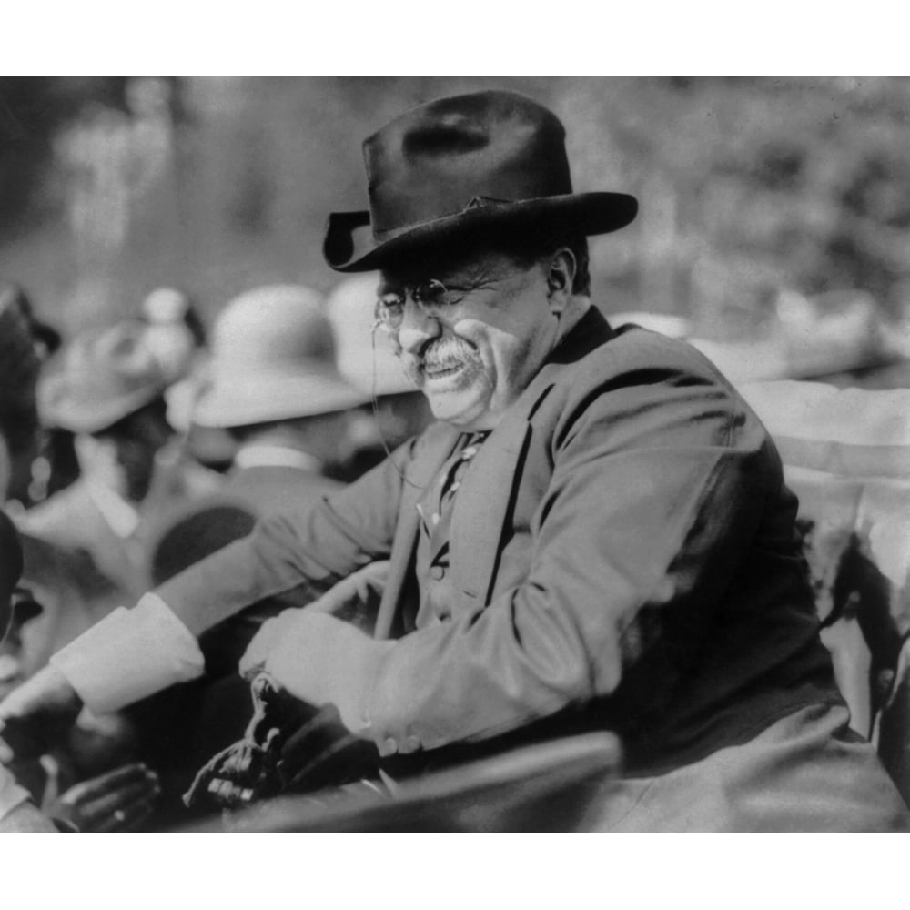 Former President Theodore Roosevelt Smiling From An Automobile In 1910 ...