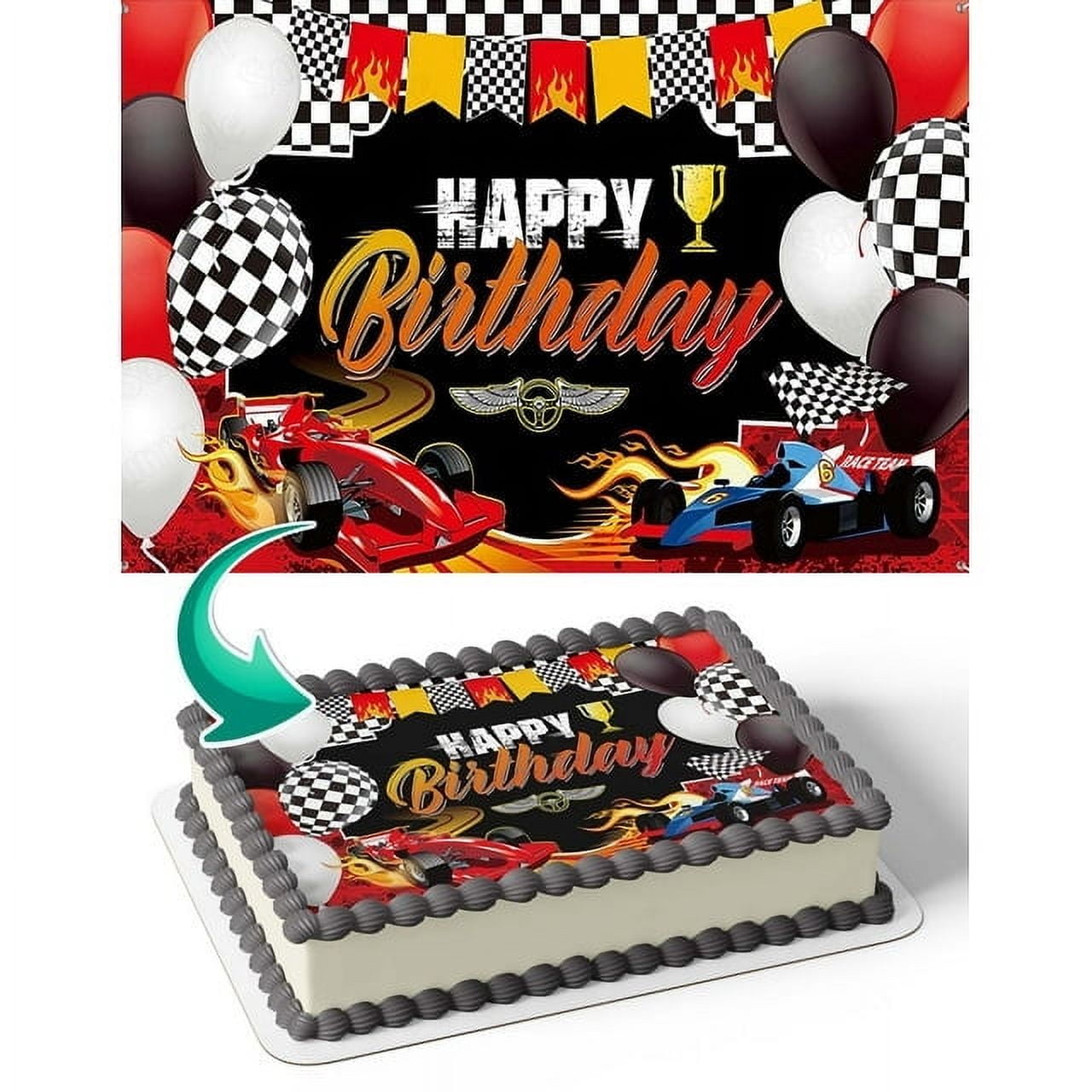 Formula 1 Cars Racing Kids Birthday Edible Image Cake Topper For Half ...