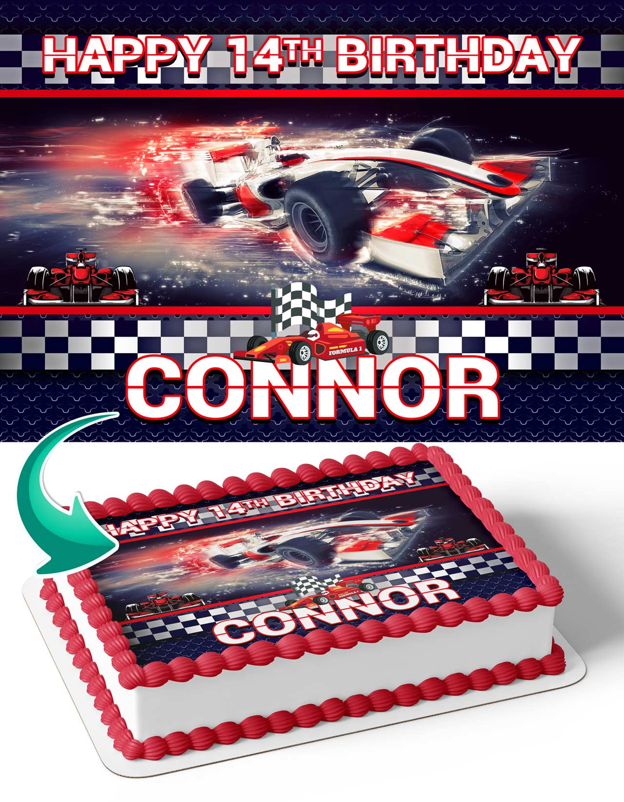 Formula 1 Edible Image Cake Topper Personalized Birthday Sheet Decal ...